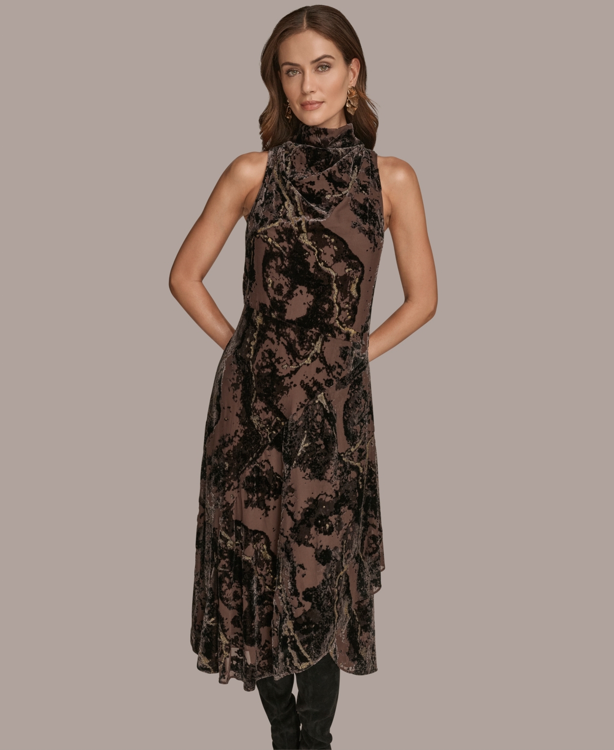 Click here for Donna Karan New York Womens Cowl Neck Midi Dress -... prices
