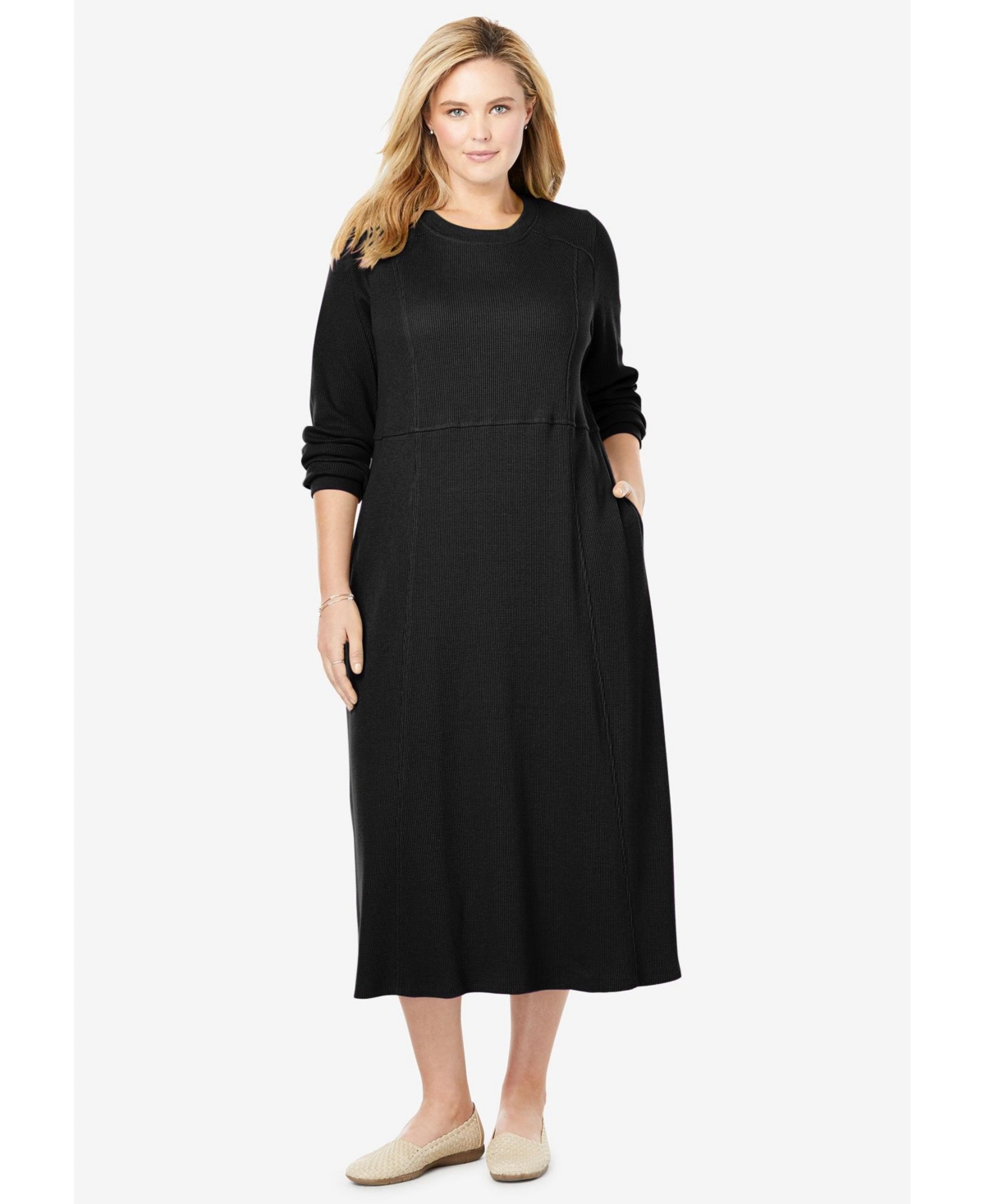Click here for Woman Within Plus Size Petite Thermal Knit A-Line... prices