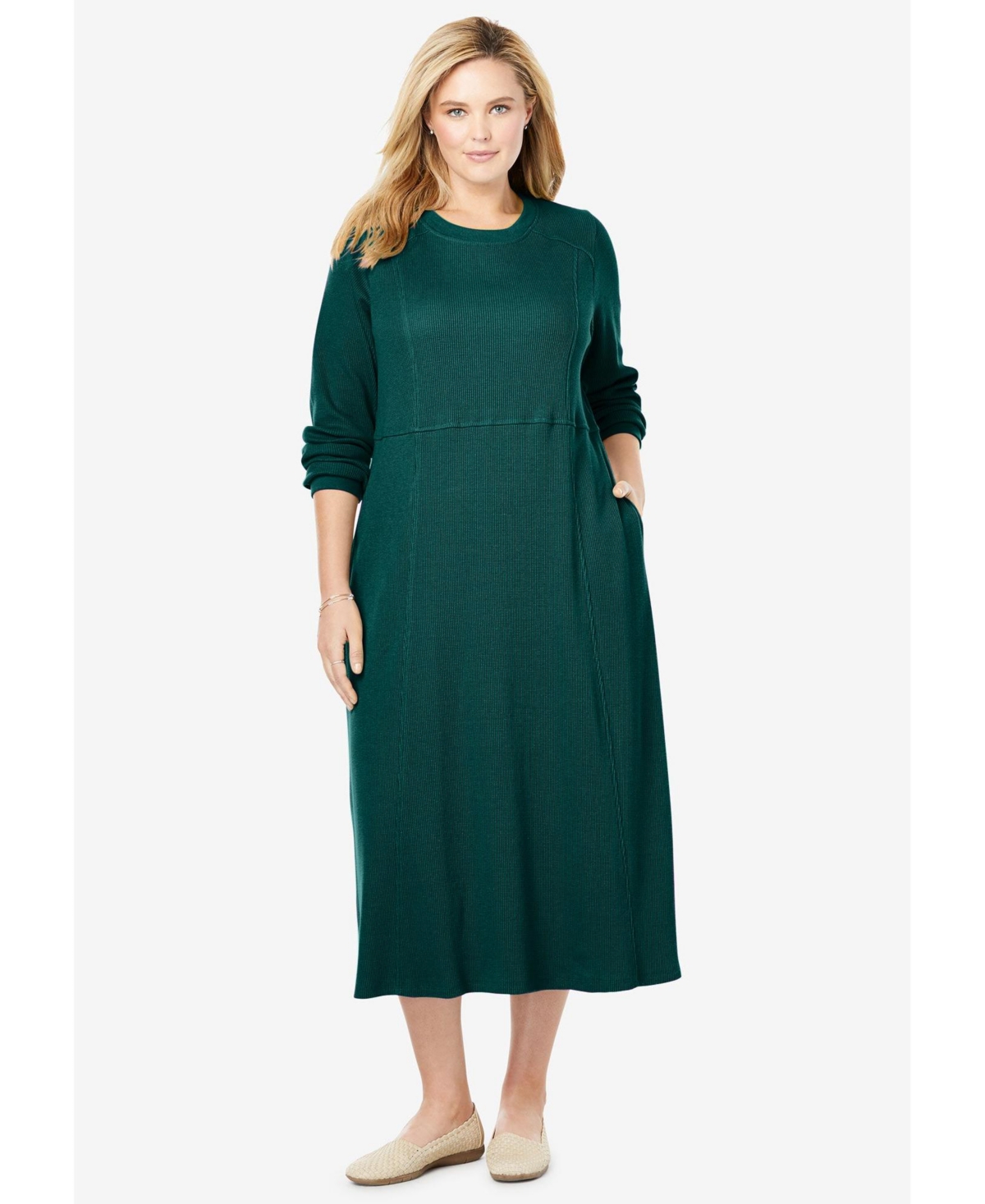 Click here for Woman Within Plus Size Petite Thermal Knit A-Line... prices