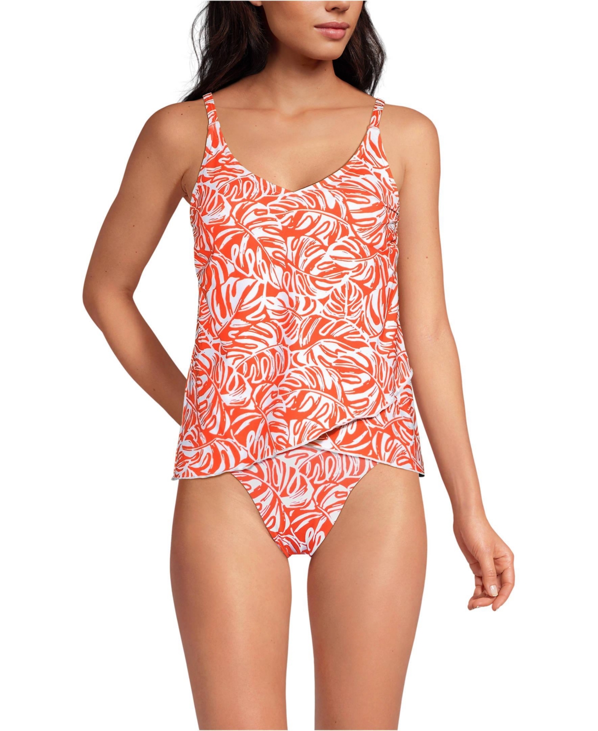 Click here for Lands End Womens D-Cup Tulip Hem Tankini Top - Ora... prices