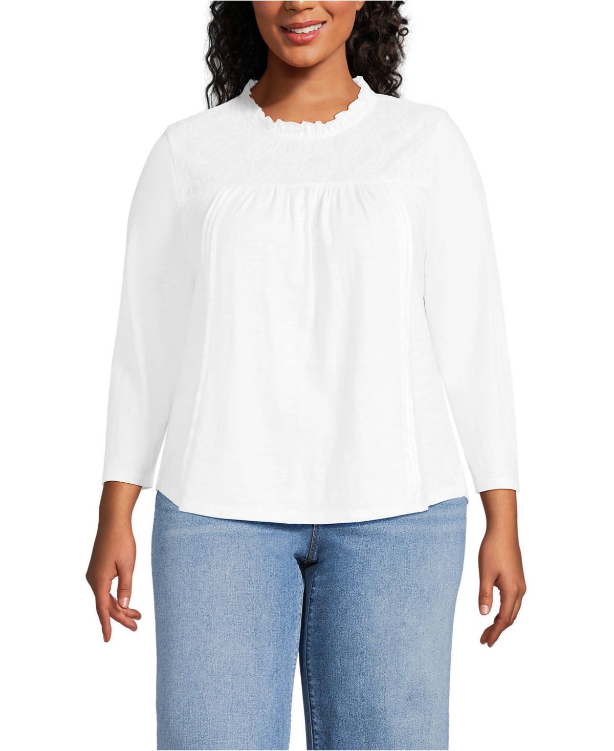 Click here for Lands End Womens Plus Size 3/4 Sleeve Cotton Slub... prices