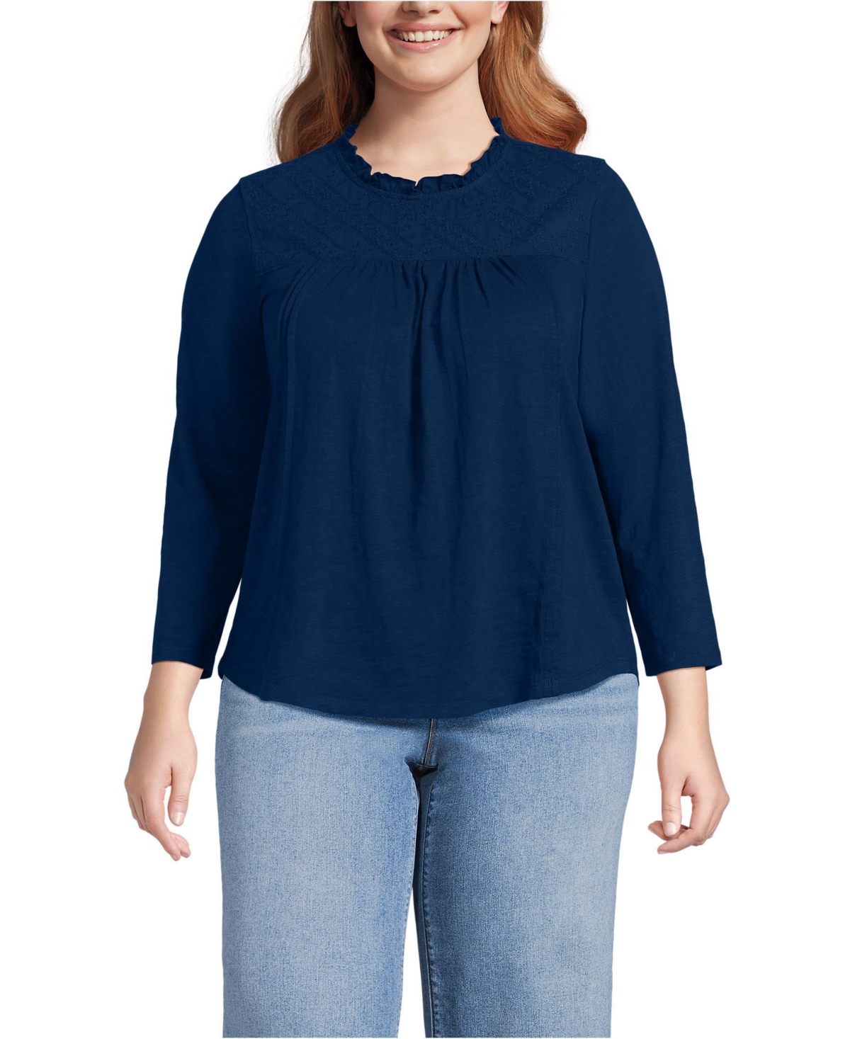 Click here for Lands End Womens Plus Size 3/4 Sleeve Cotton Slub... prices