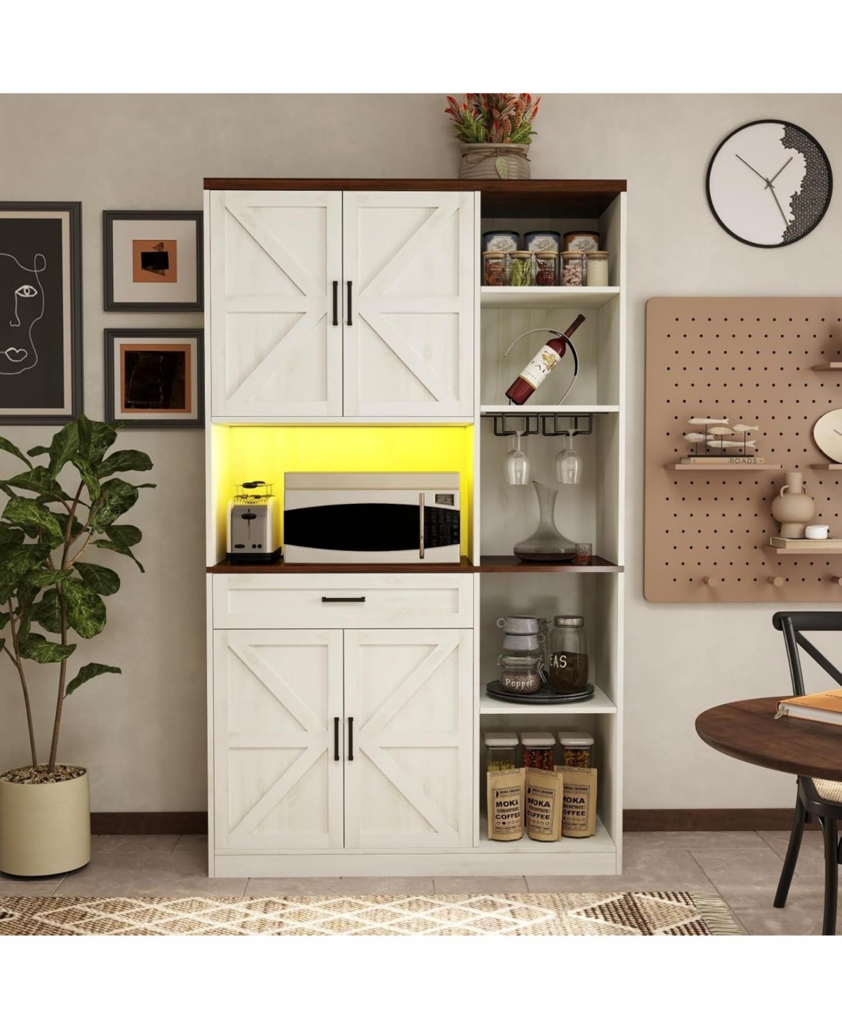 Click here for Vanirror Antique White 71 Farmhouse Pantry Hutch C... prices