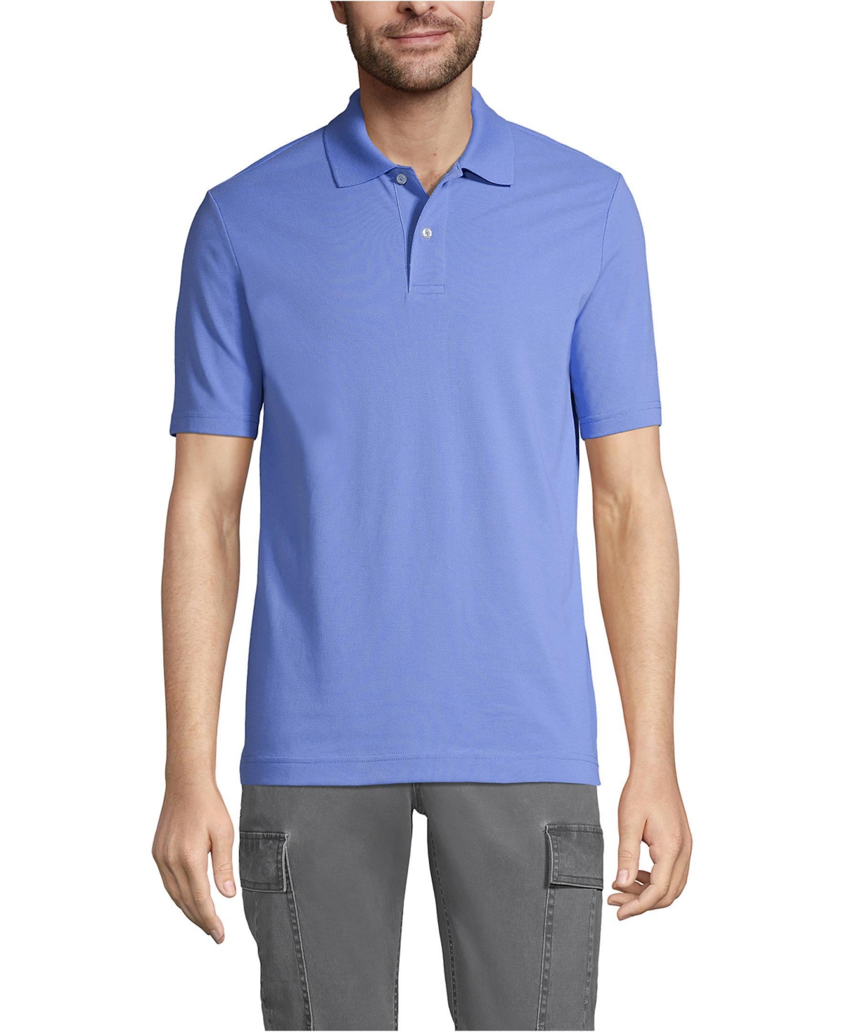 Lands End Mens Short Sleeve Basic Mesh Polo Shirt - True blue