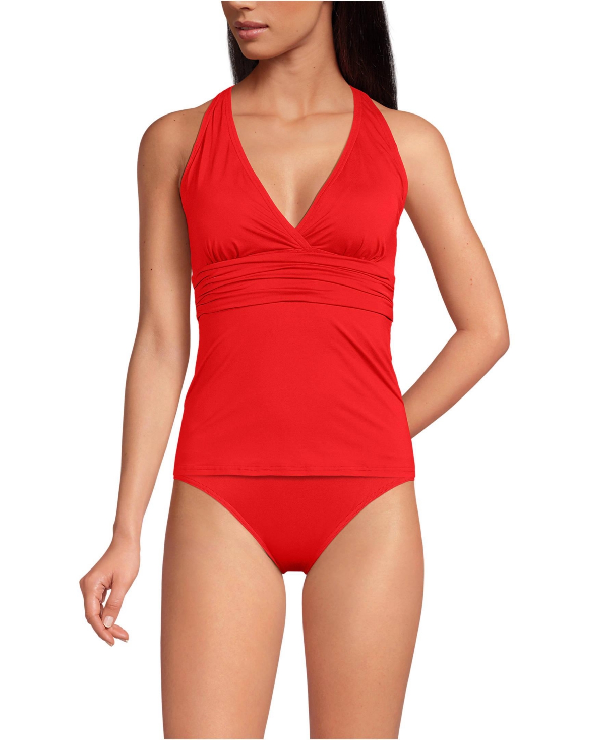 Click here for Lands End Womens V-Neck Plunge X Back Tankini Top... prices