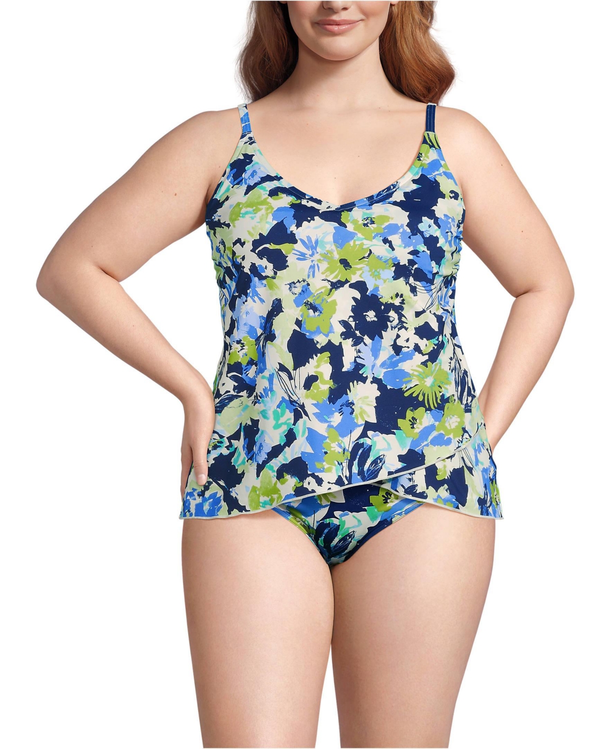 Click here for Lands End Womens Plus Size Tulip Hem Tankini Top -... prices