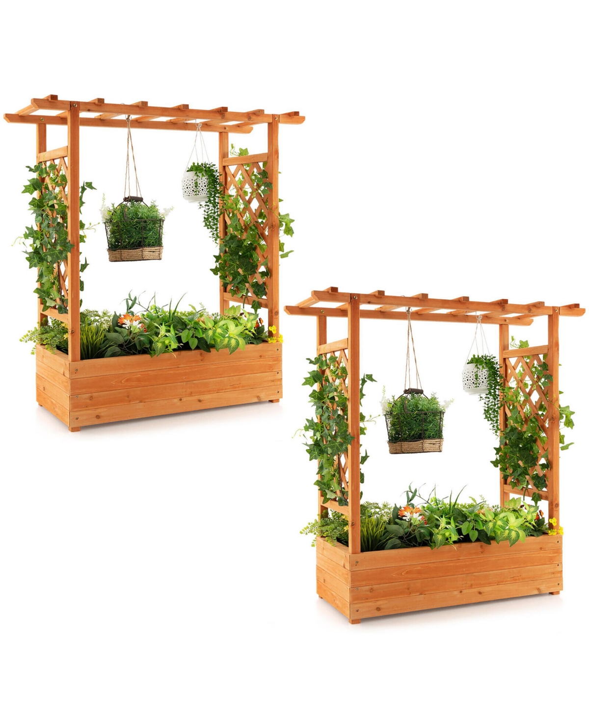 Click here for Gymax 2PCS Raised Garden Bed Planter Box w/ Side &... prices