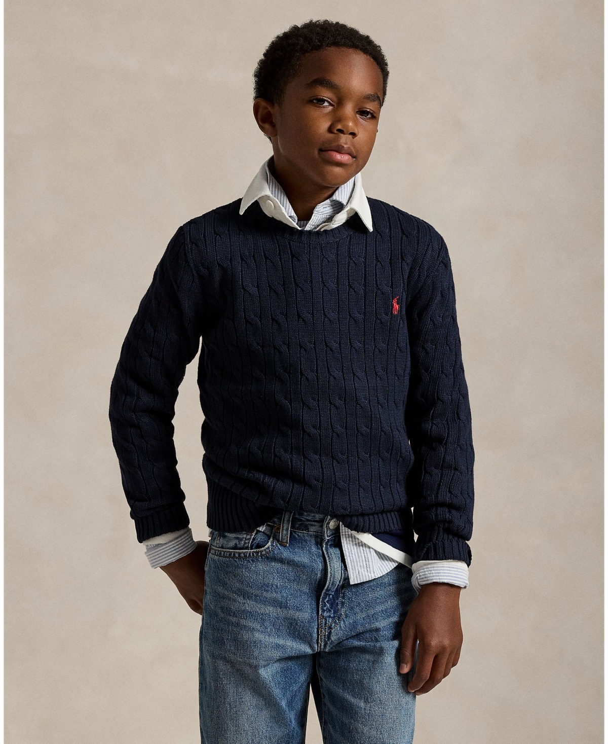 Click here for Polo Ralph Lauren Big Boys Cable- Knit Crewneck Sw... prices