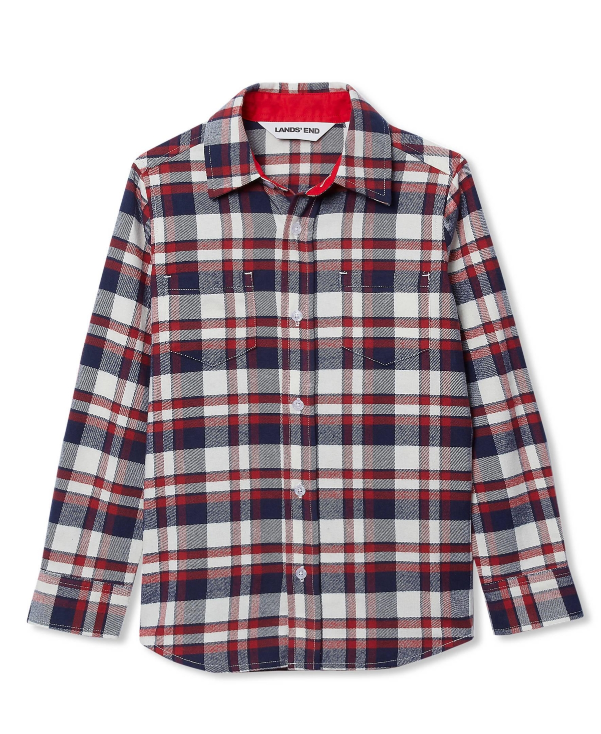 Click here for Lands End Kids Long Sleeve Flannel Shirt - Navy/bo... prices