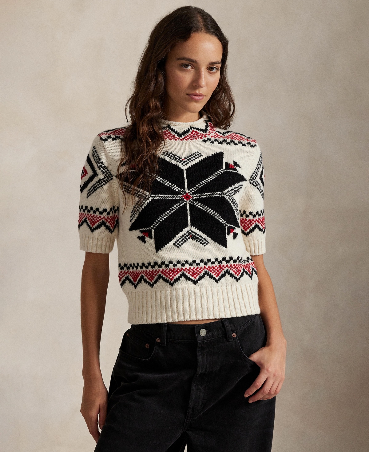 Click here for Polo Ralph Lauren Womens Intarsia Knit Short Sleev... prices