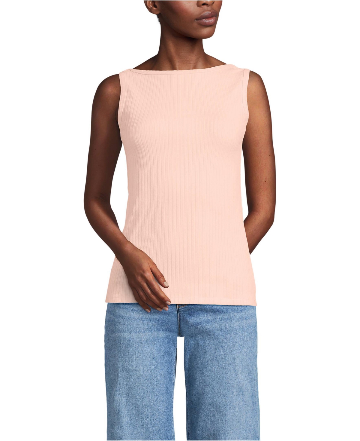 Click here for Lands End Womens Sleeveless Pointelle Rib Boat Nec... prices