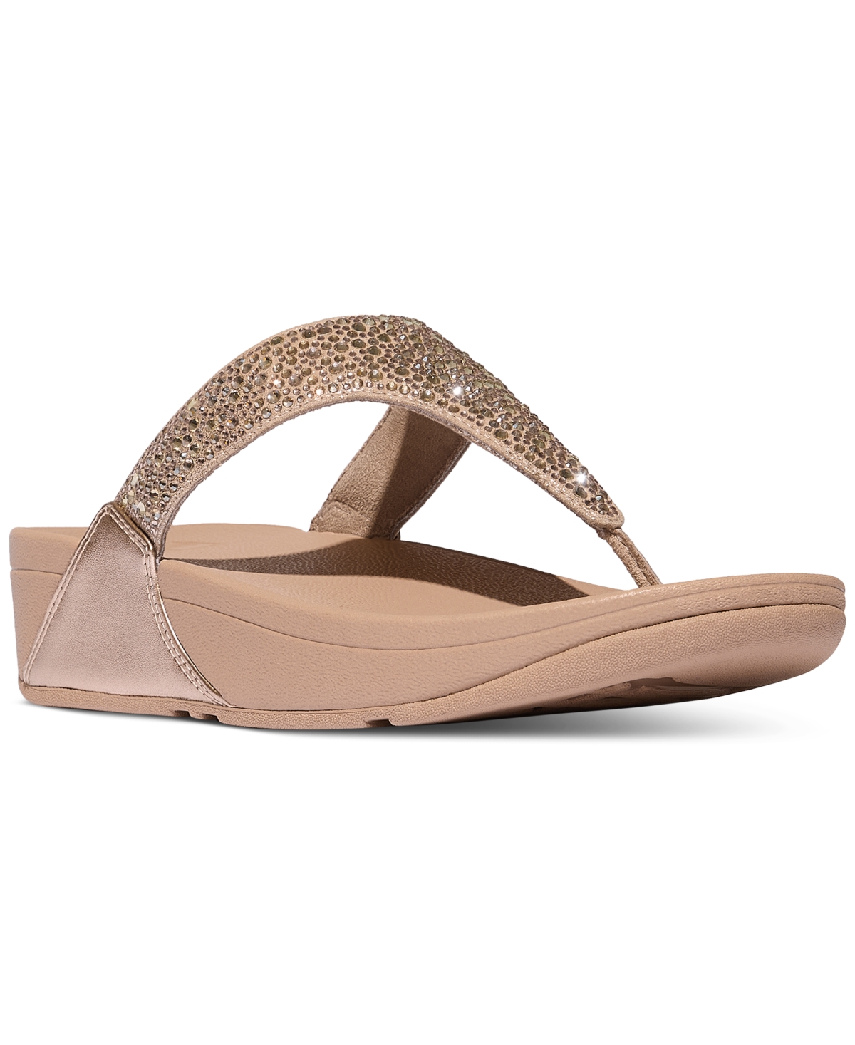 Click here for FitFlop Womens Lulu Crystal Mix Toe-Post Wedge San... prices