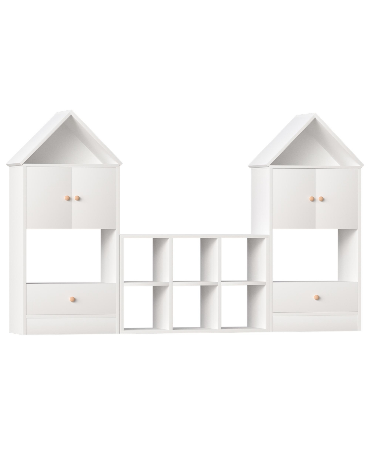 Click here for Jujabu White Wood Childrens Bookshelf with House-S... prices