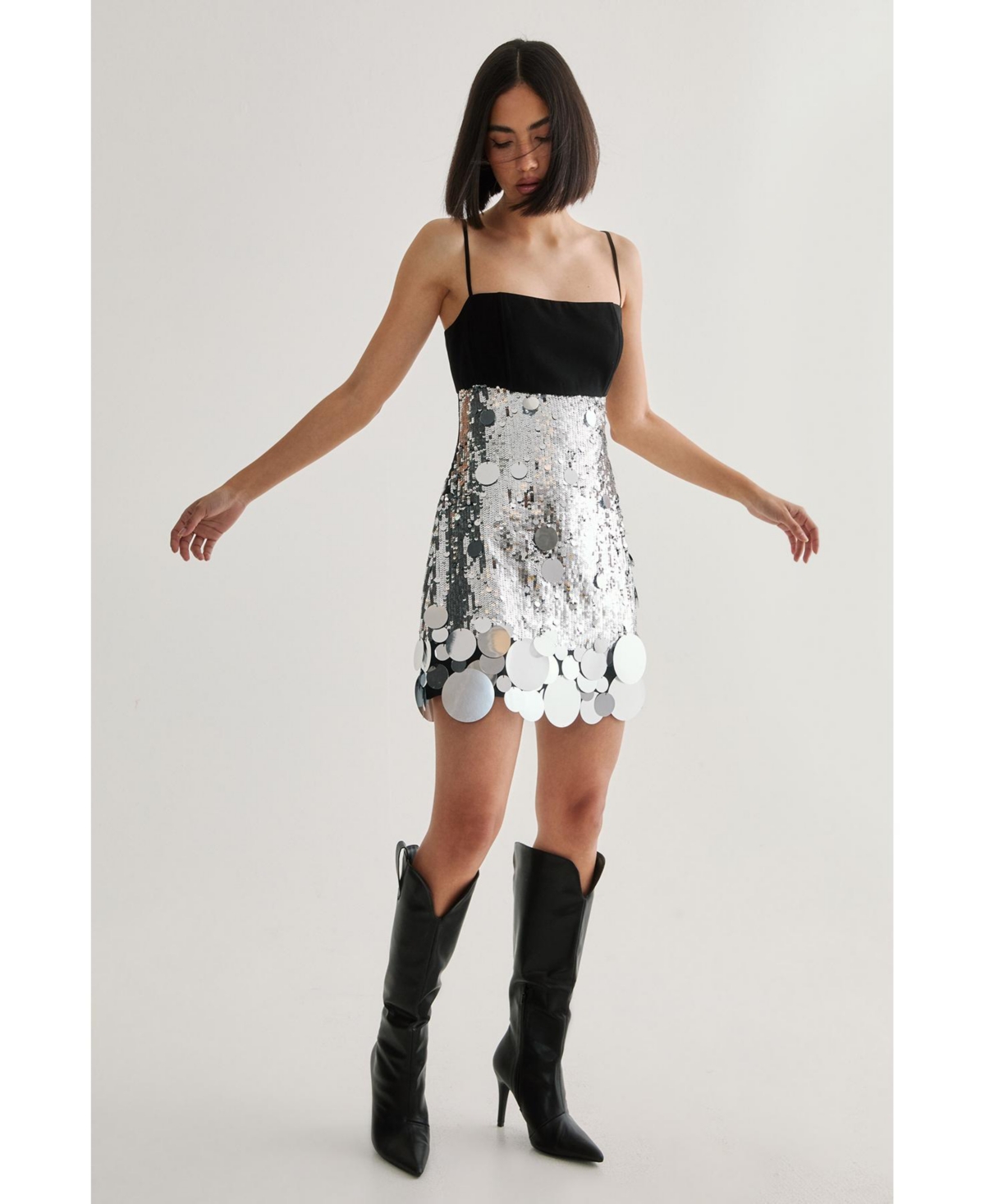 Click here for Nasty Gal Womens Sequin Disc Hem Sleeveless Mini D... prices