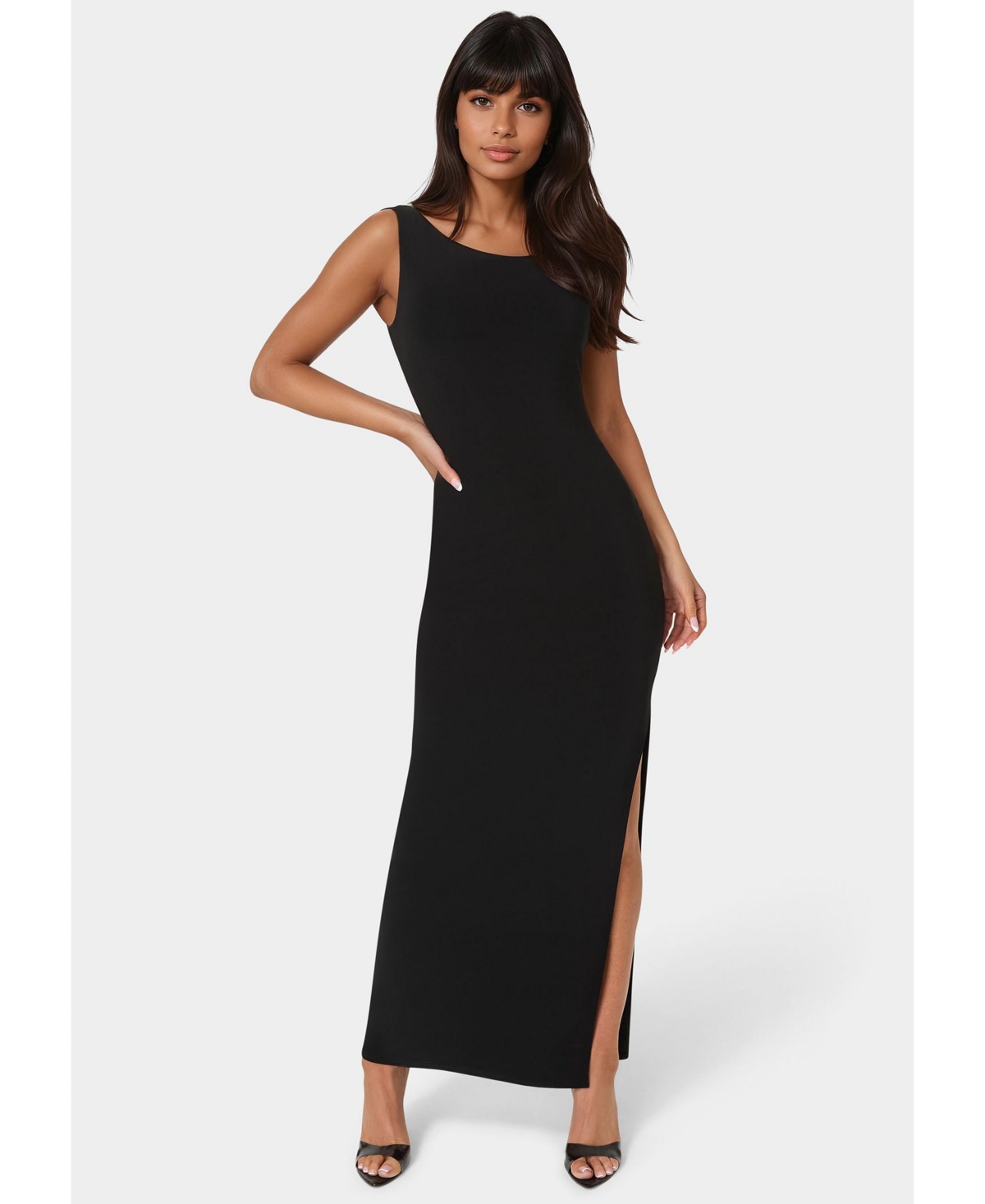 Click here for Bebe Womens One Shoulder High Slit Maxi Dress - Bl... prices