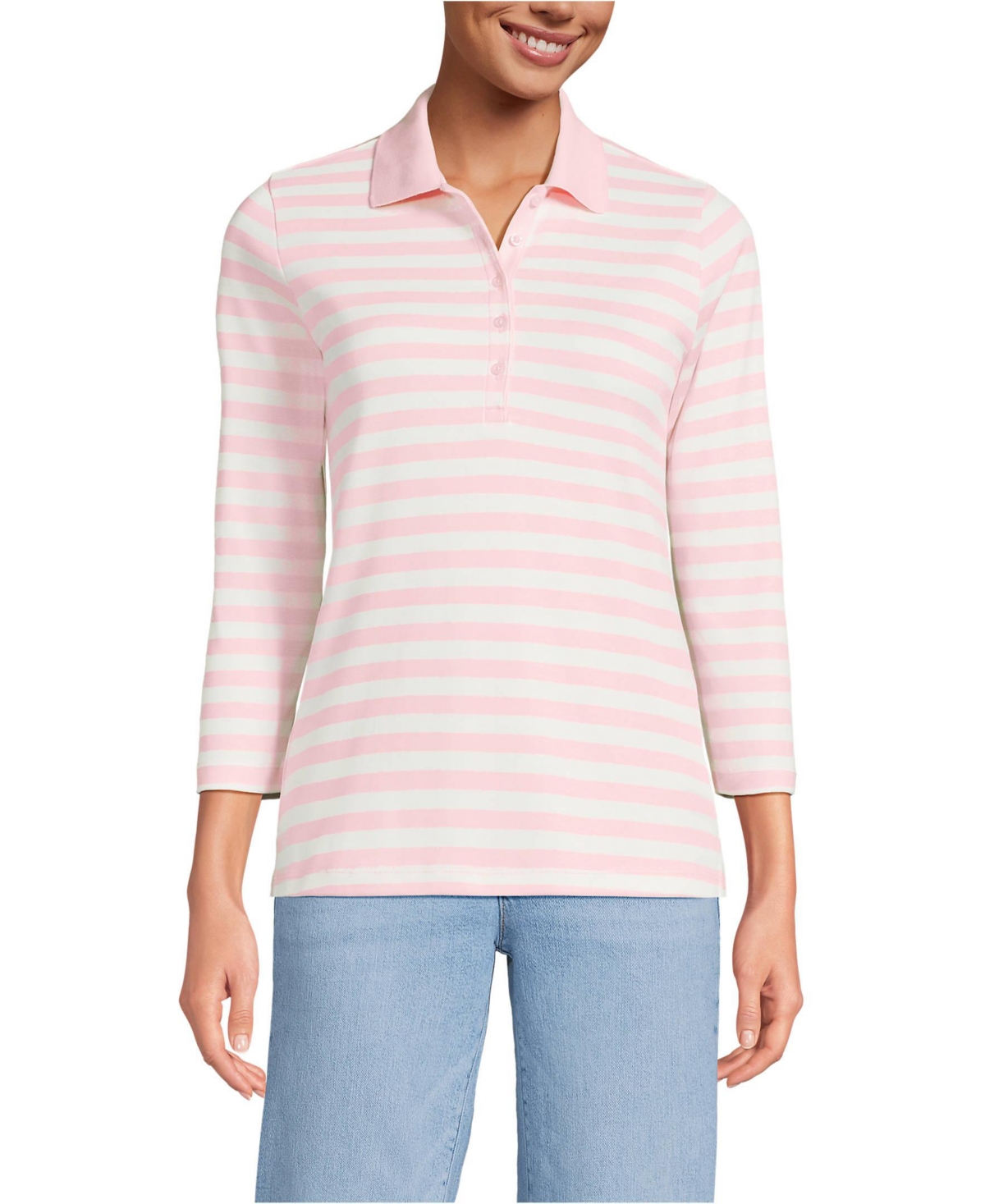Click here for Lands End Womens Tall 3/4 Sleeve Supima Cotton Pol... prices