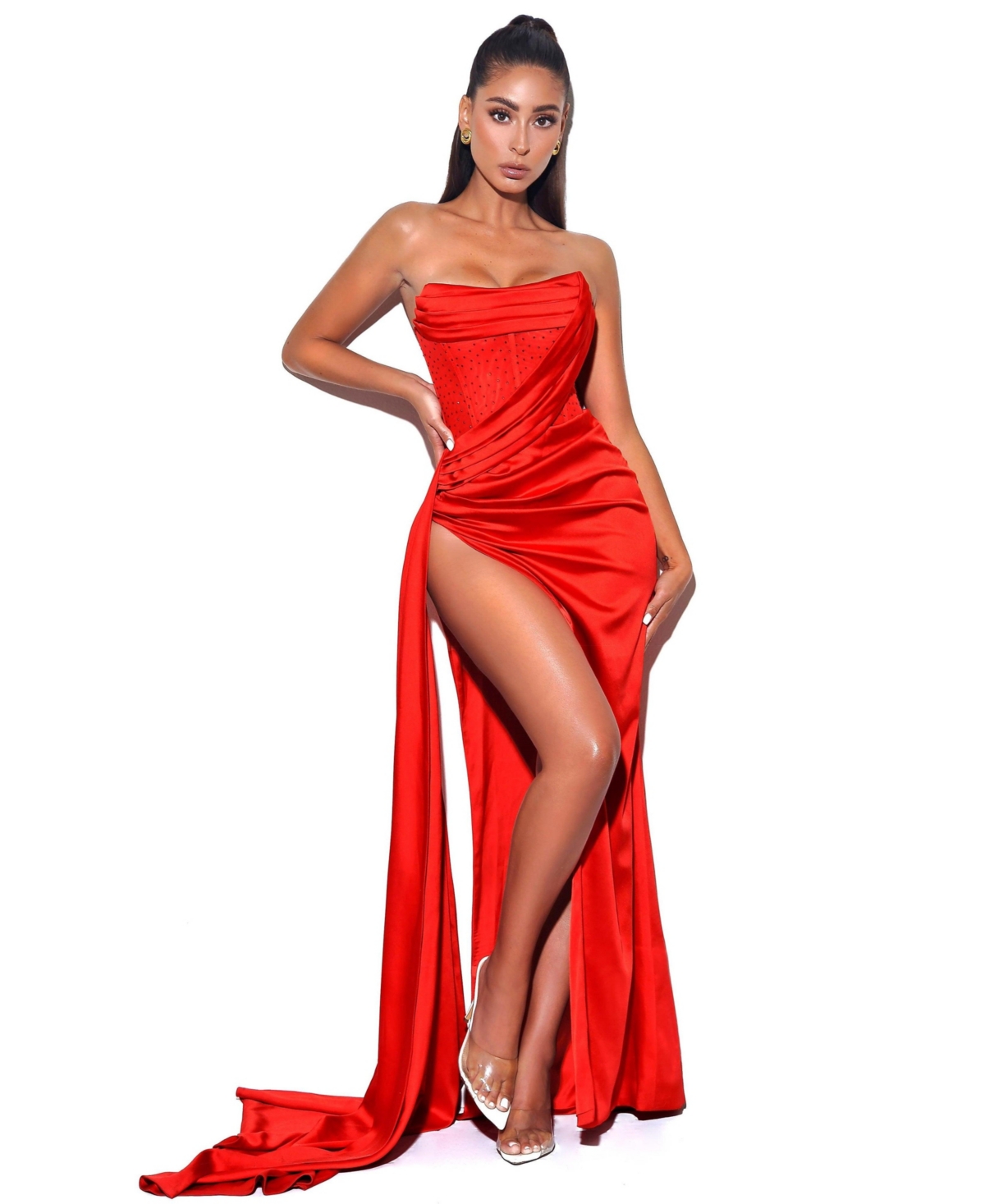 Click here for Miss Circle Women Holly Red Crystallized Corset Hi... prices