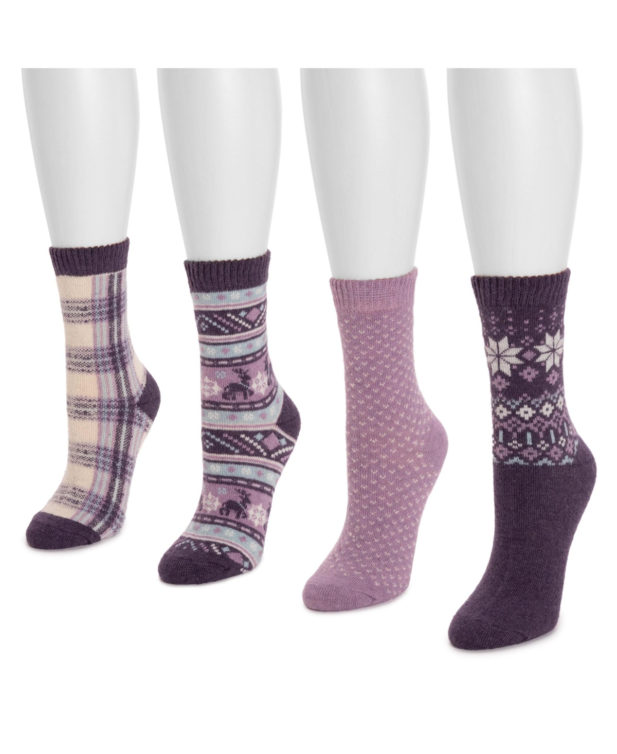 Click here for Muk Luks Womens 4 Pair Pack Holiday Boot Socks - P... prices