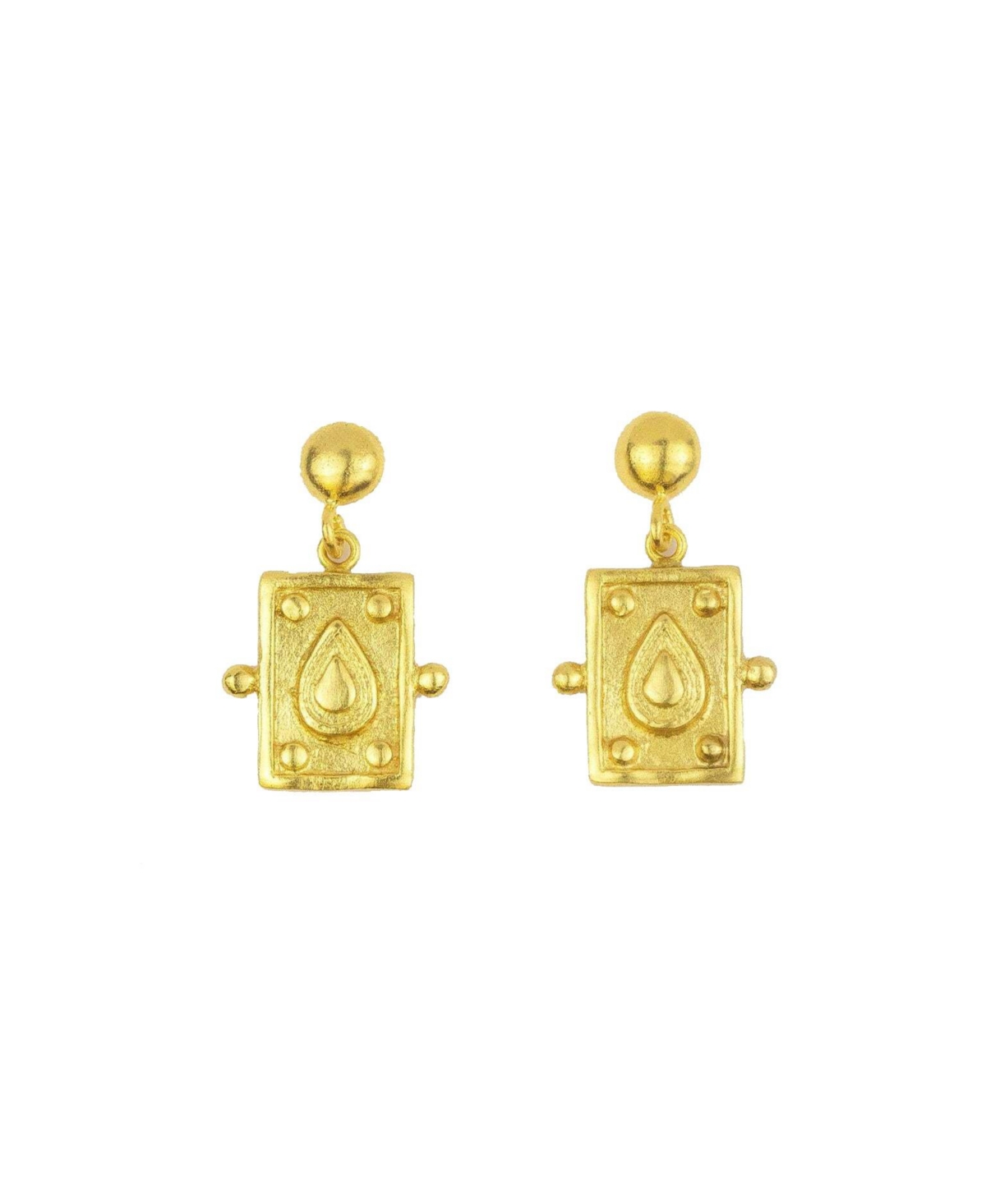 Click here for Ottoman Hands Tyche Engraved Drop Stud Earrings -... prices