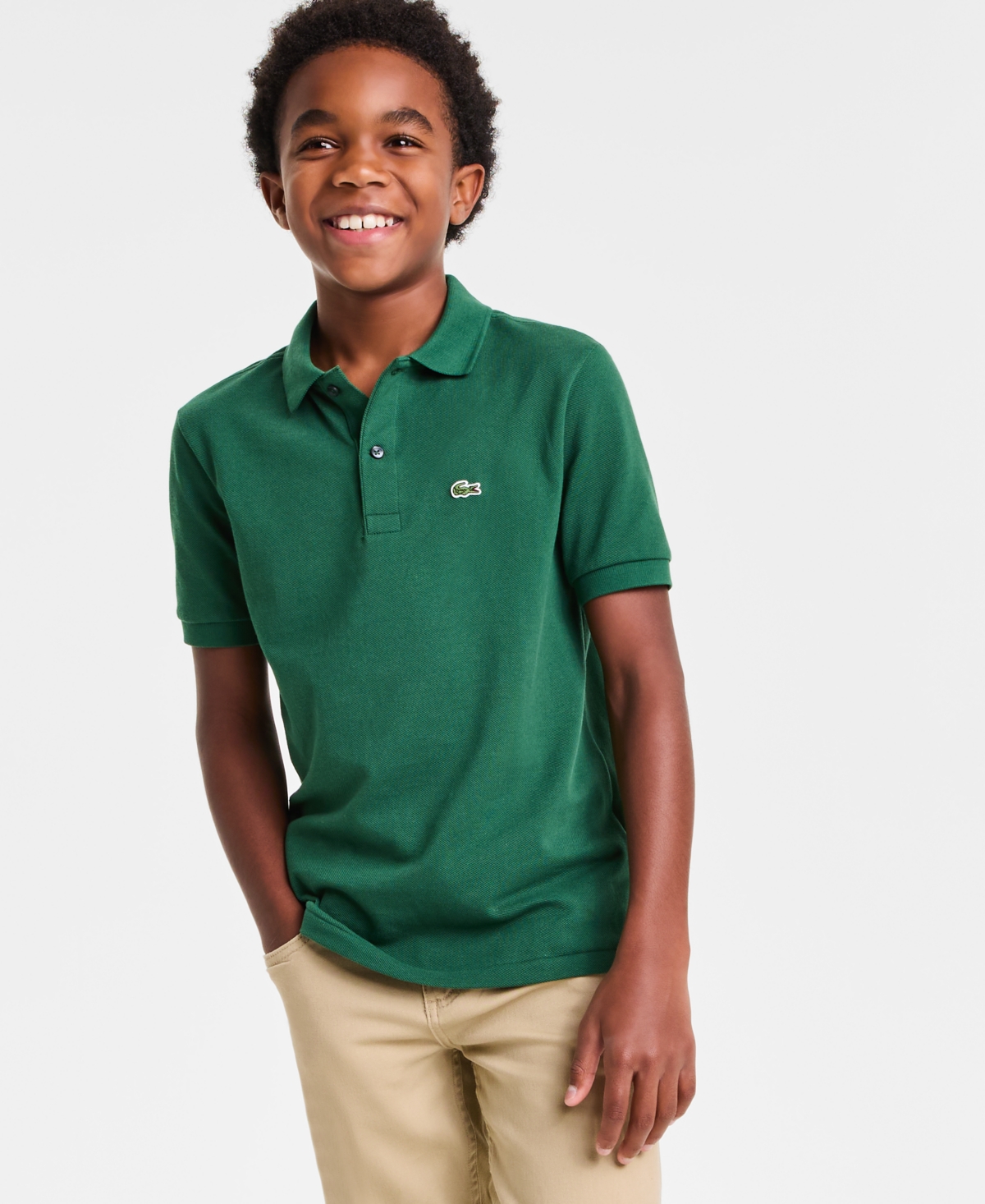 Lacoste Big Boys Cotton Petit Pique Polo Shirt - Green