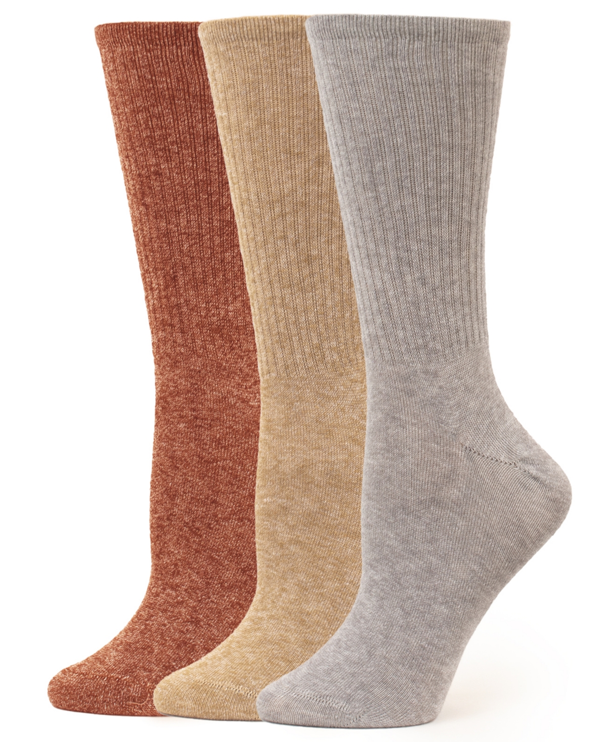 Click here for Hue Womens 3 Pack Crew Socks - Grey  Rust  Oatmeal... prices