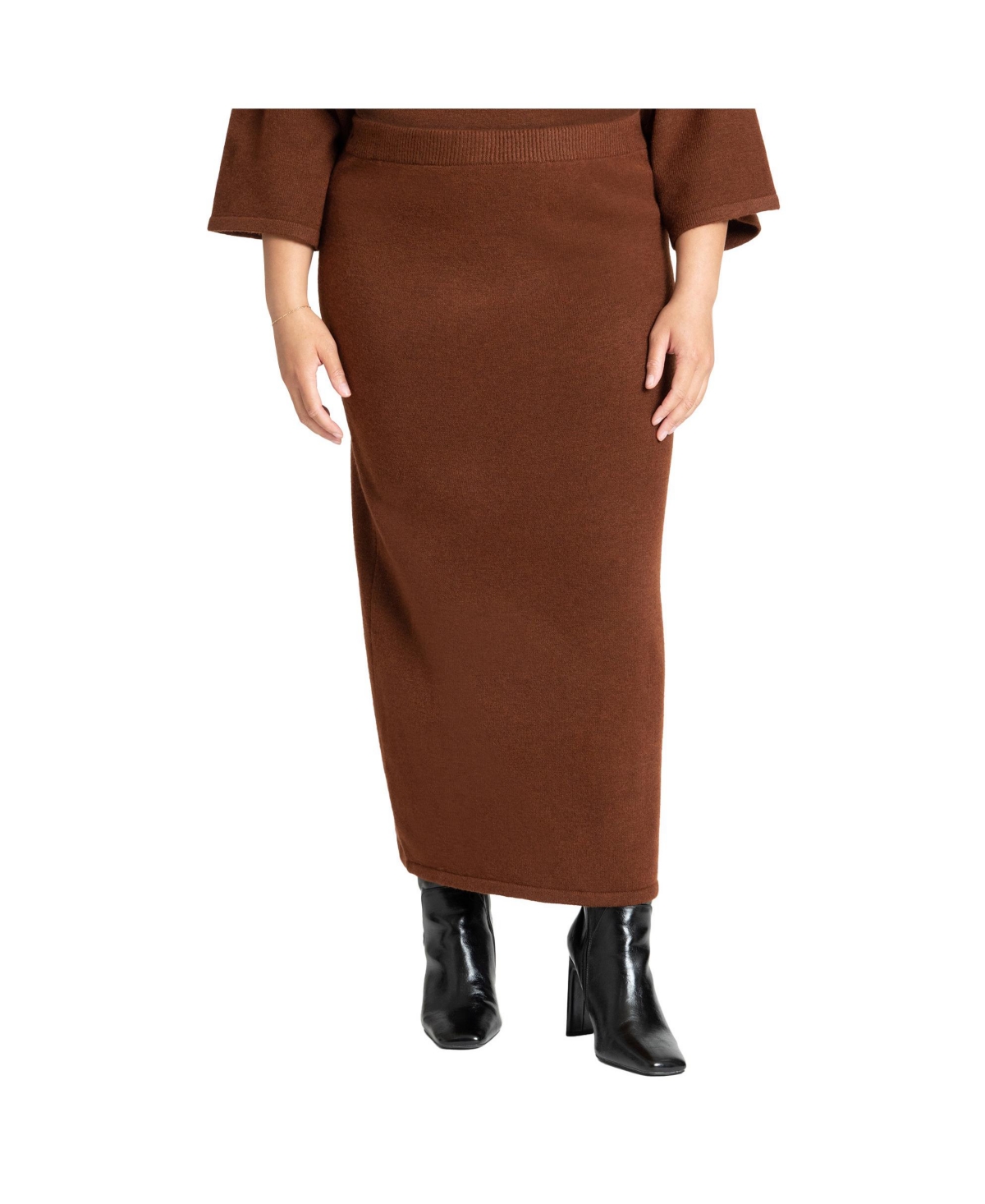Click here for Eloquii Womens Sweater Maxi Skirt - Downtown brown prices