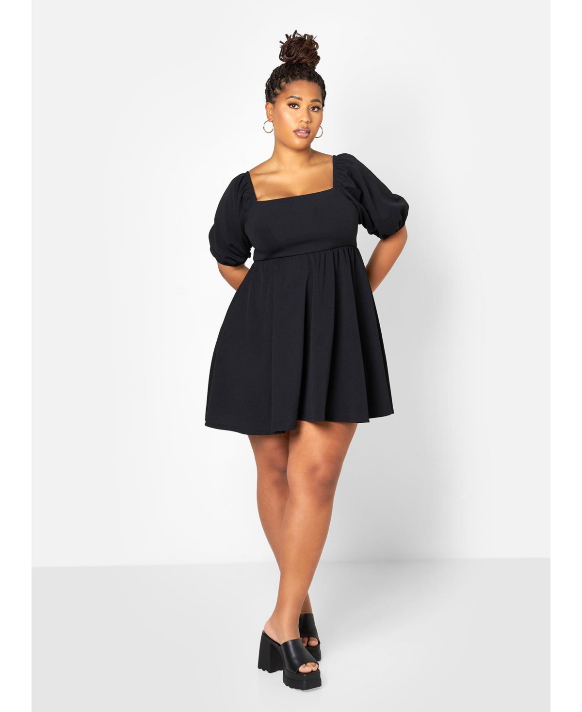 Click here for Rebdolls Plus Size Balloon Mini Dress - Black prices
