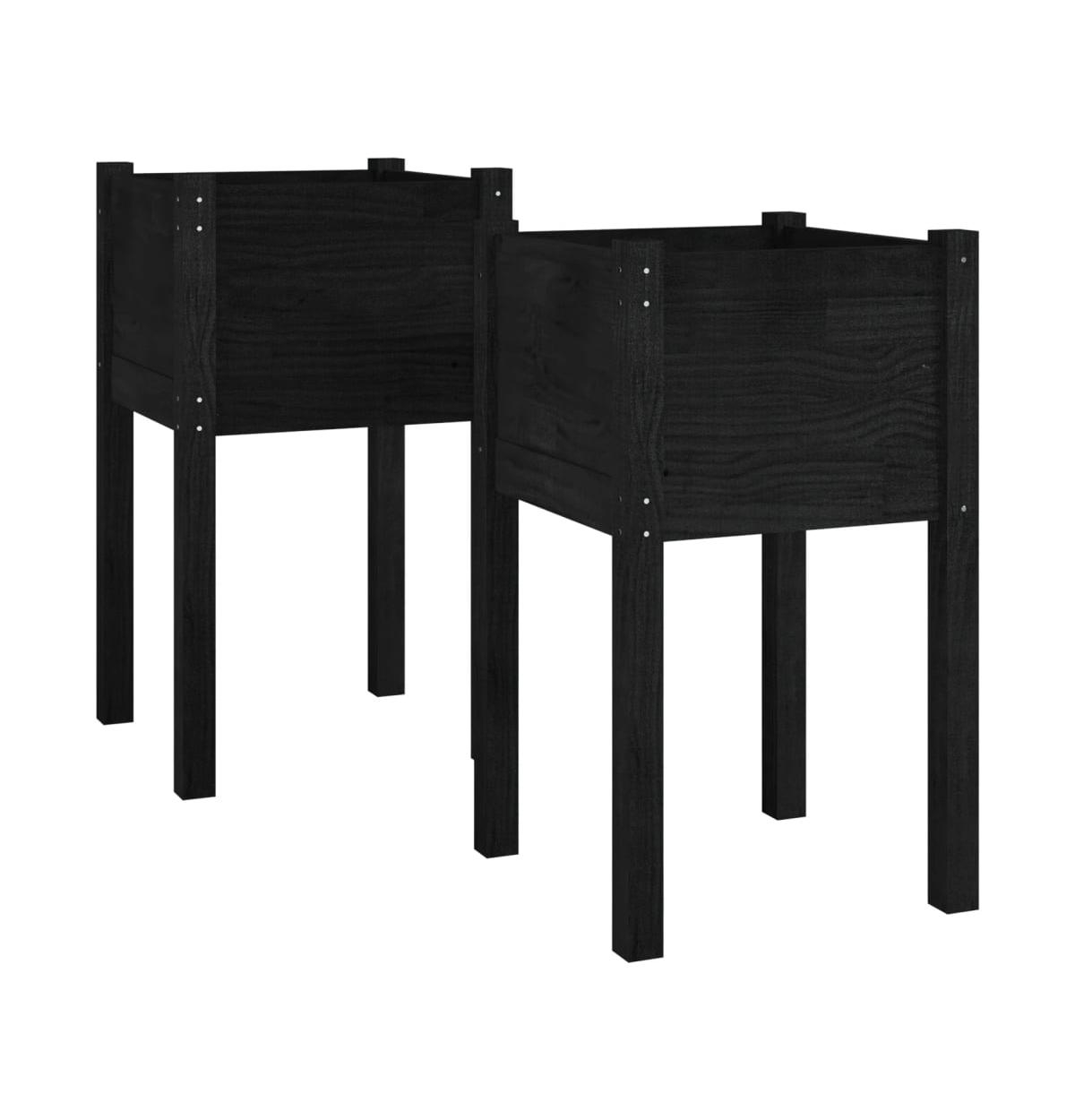Click here for Garden Planter Set of 2 Black Solid pinewood 27.6... prices