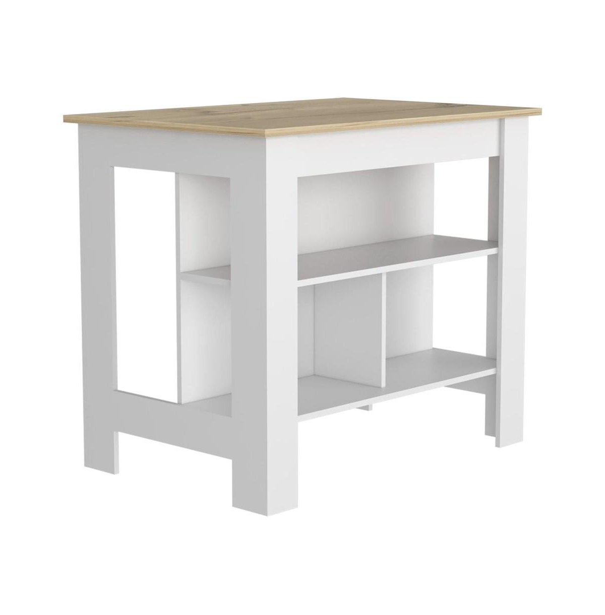 Click here for Tuhome Cala Kitchen Island White / Light Oak Mdf -... prices
