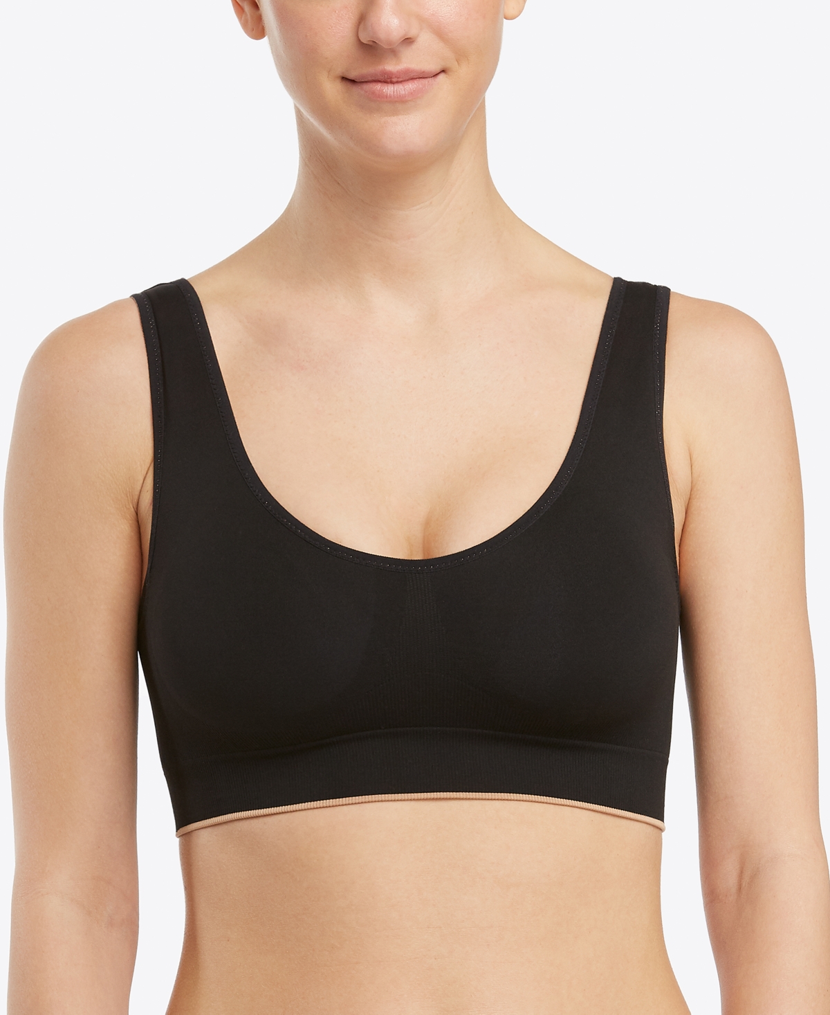 Click here for Spanx Womens Stretchable Ribbed Bra - Black/bare prices