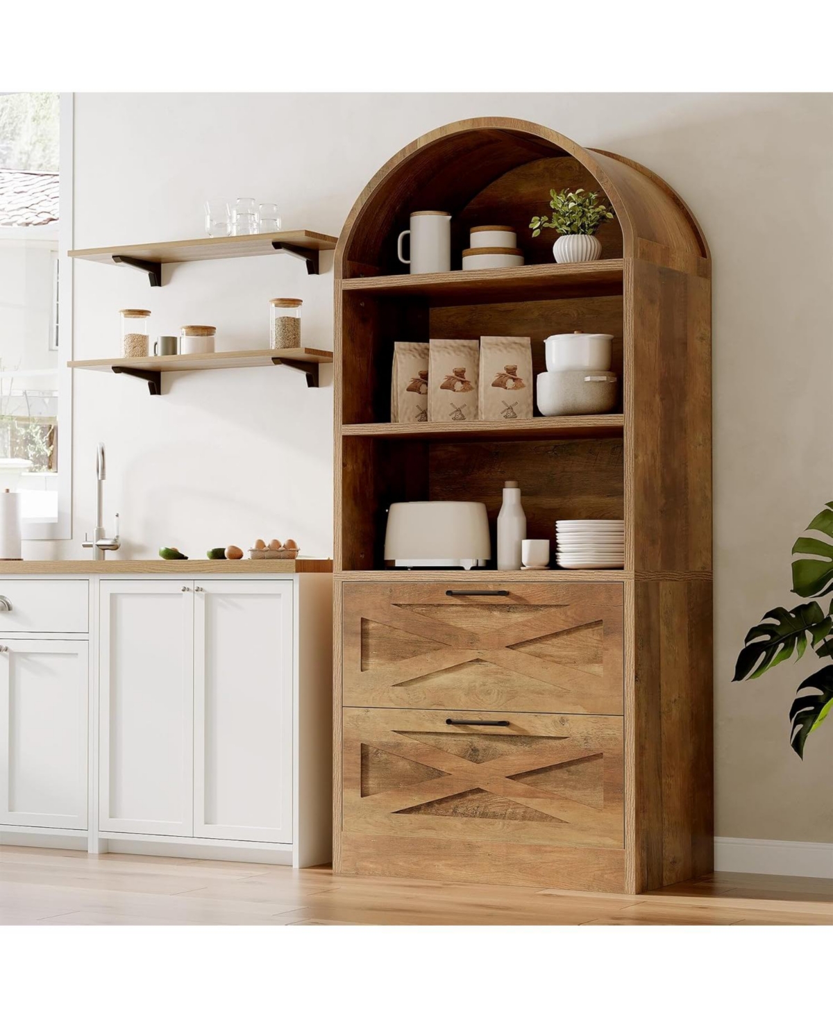 Click here for Tribesigns 71 Tall Arched Kitchen Pantry  Farmhous... prices
