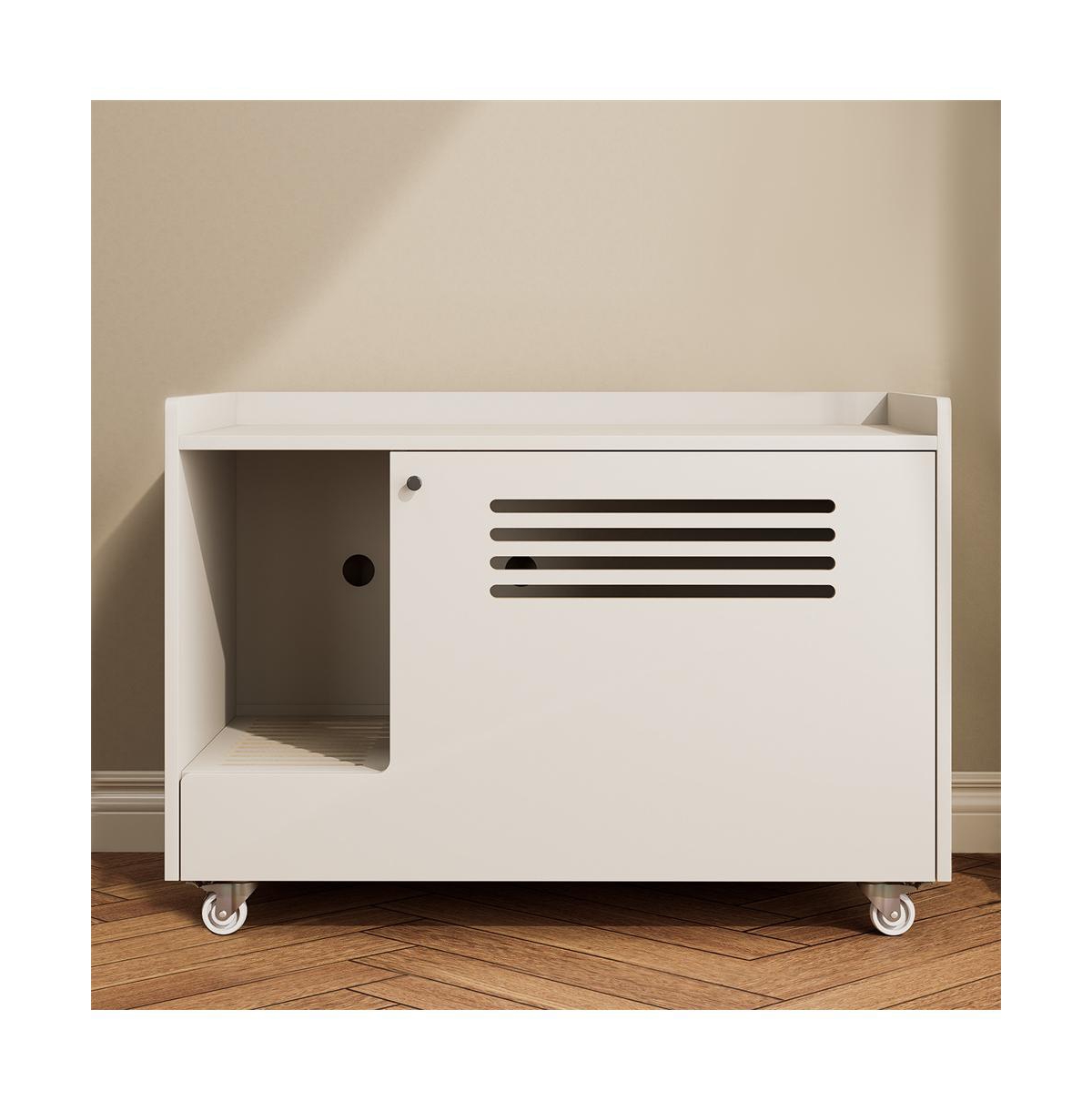 Click here for Zeus & Ruta White Hidden Litter Box Cabinet with S... prices