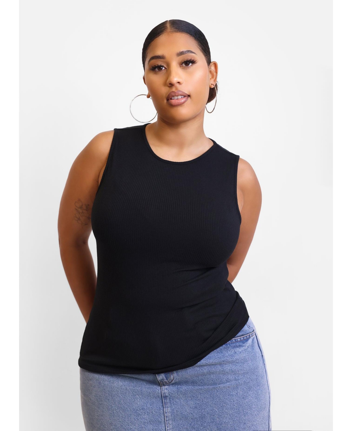 Click here for Rebdolls Essential Ribbed High Neck Tank Top - Bla... prices