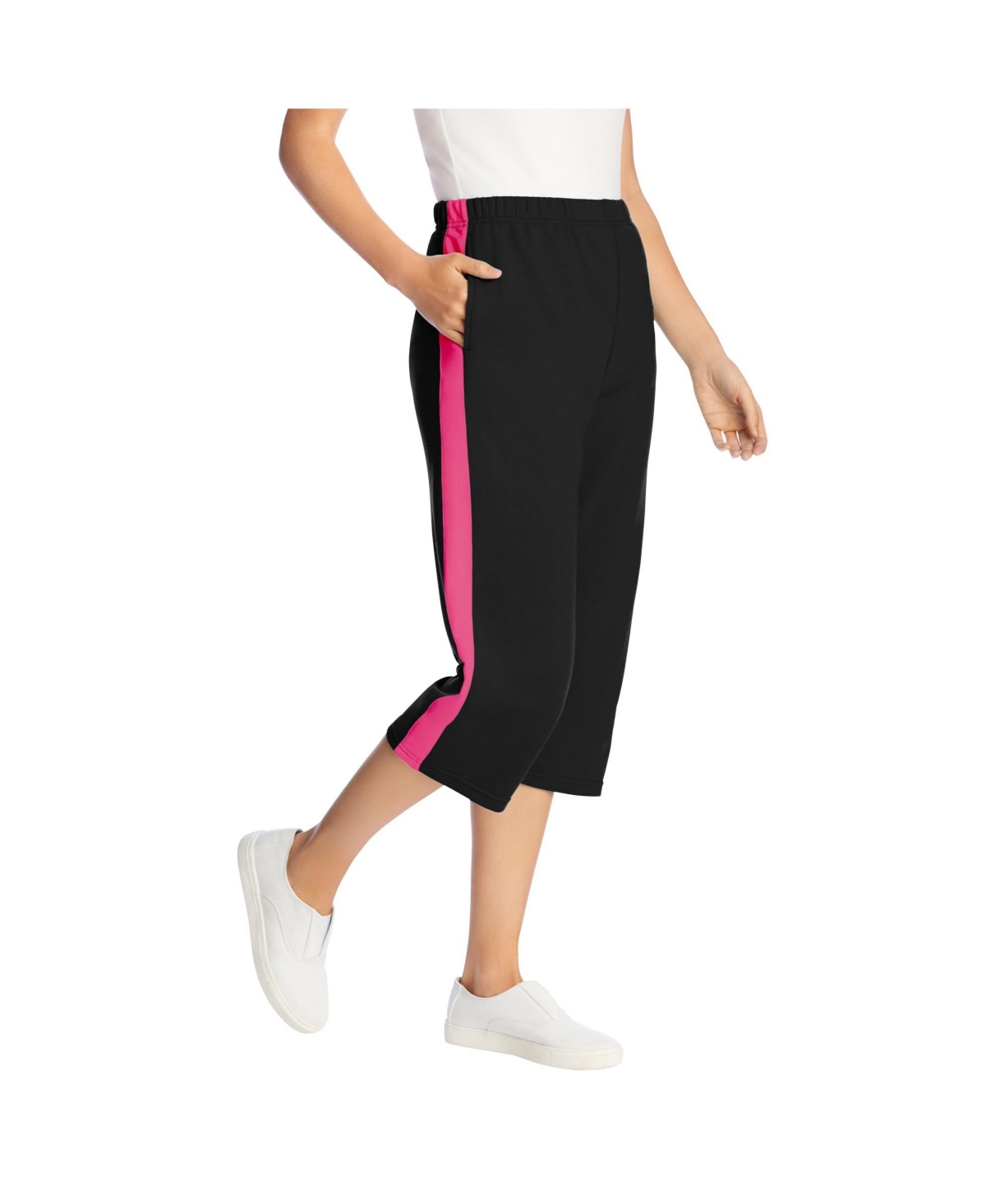 Click here for Woman Within Plus Size Side-Stripe Cotton French T... prices