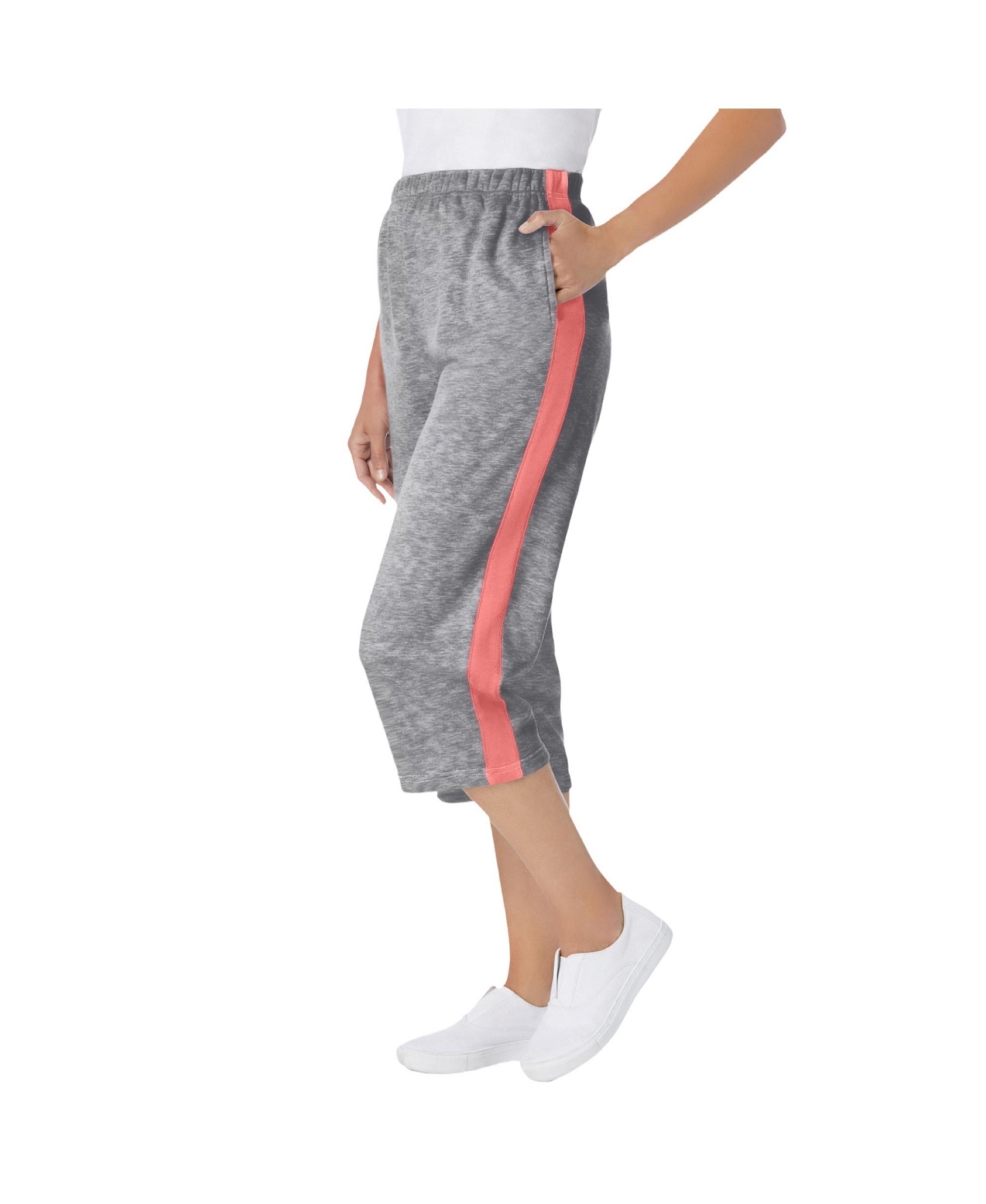 Click here for Woman Within Plus Size Side-Stripe Cotton French T... prices