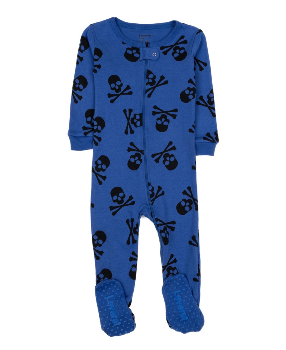 Click here for Leveret Baby Footed Cotton Pajamas - Blue Skulls P... prices