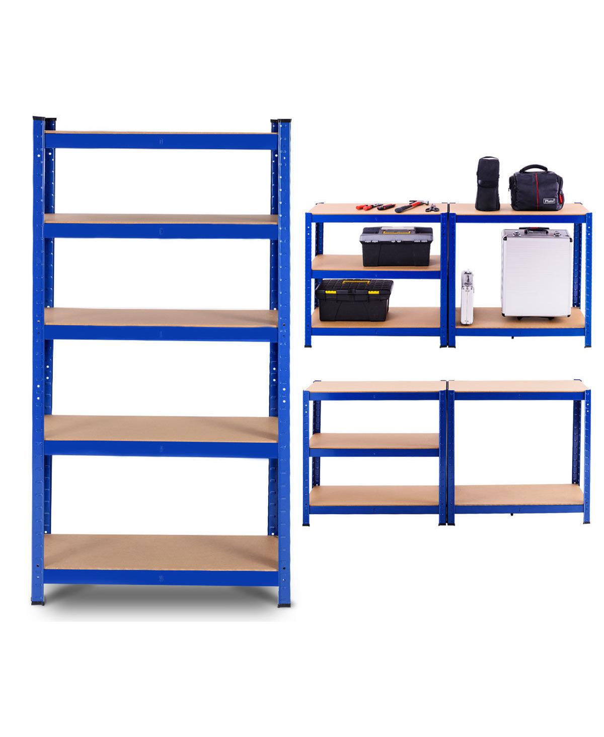 Gymax Adjustable 30x60 Heavy Duty 5 Level Garage Tool Shelf Storage 2000lb Capacity - Blue+natural