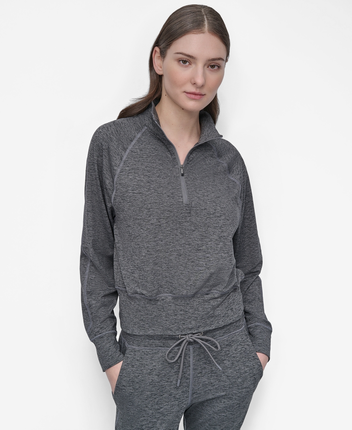 Click here for Dkny Sport Womens Space-Dyed Half-Zip Raglan-Sleev... prices