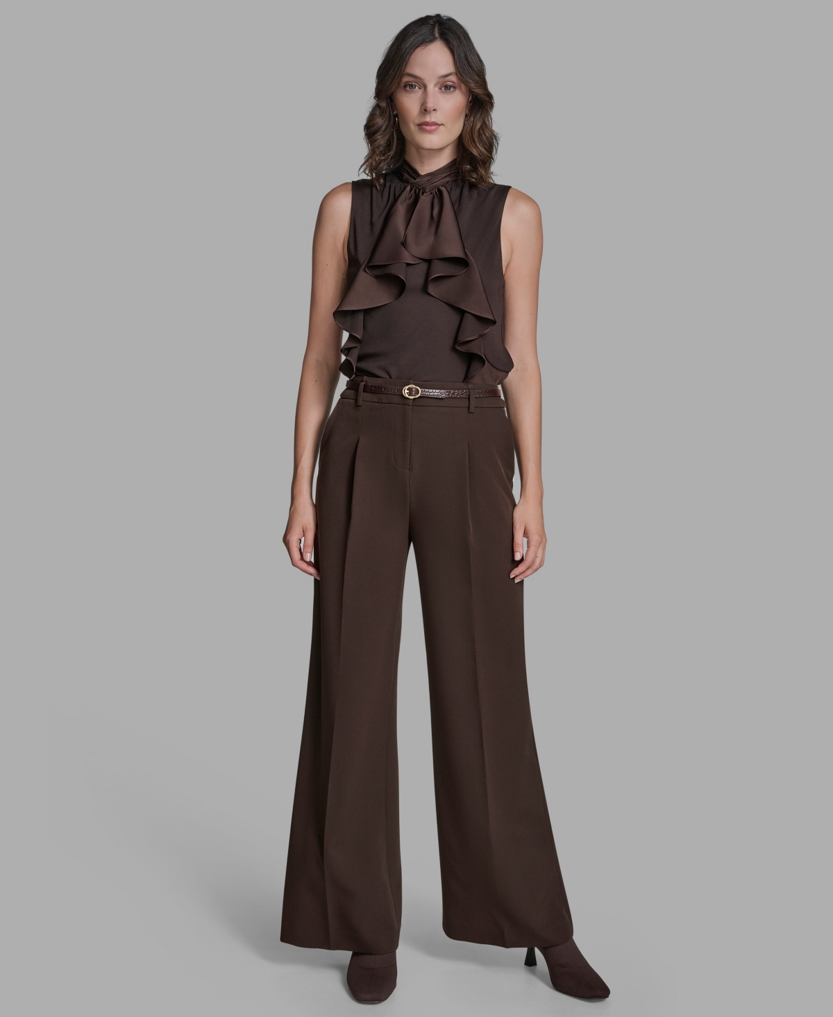 Click here for Bcbg Womens Pleated Wide Leg Pants - Truffle prices