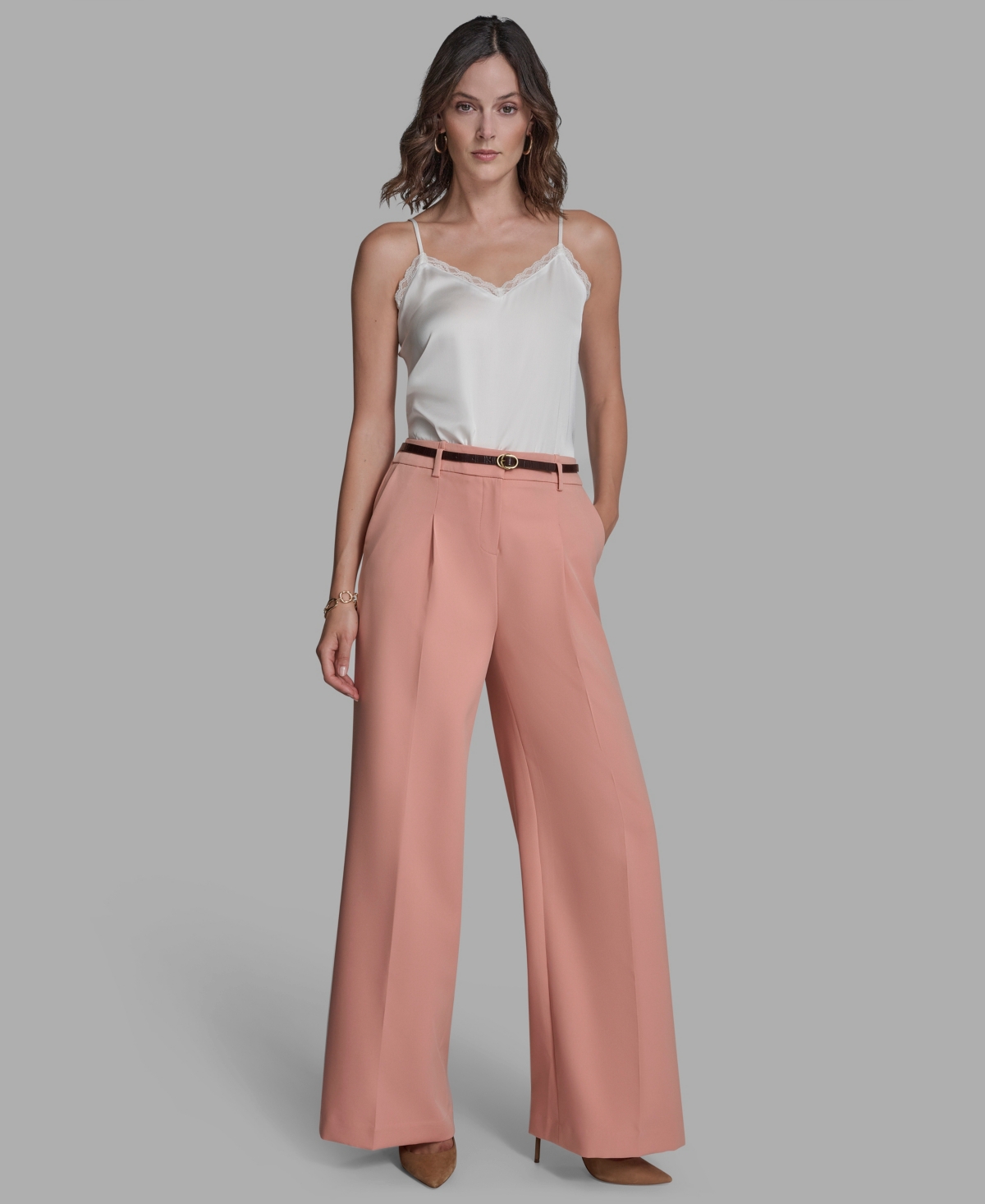 Click here for Bcbg Womens Pleated Wide Leg Pants - Vintage Rose prices