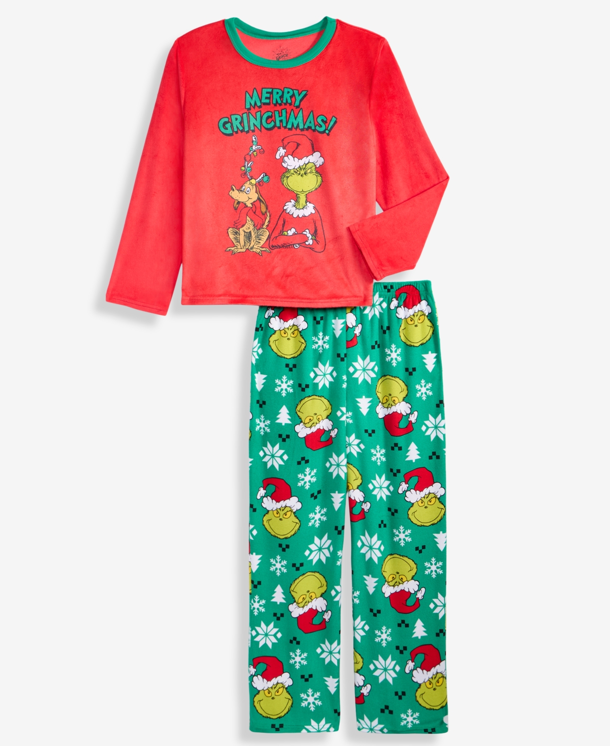 Click here for Grinch Boys 4-10 Long-Sleeve Fleece Top and Pants... prices