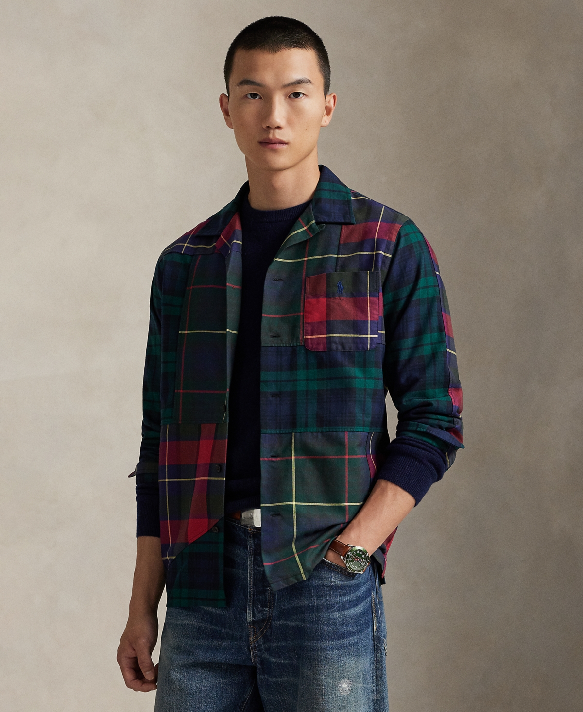 Click here for Polo Ralph Lauren Mens Patchwork Oxford Camp Shirt... prices