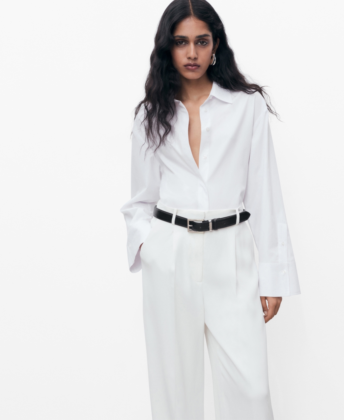 Click here for Mango Womens Crop Poplin Shirt - Off White prices