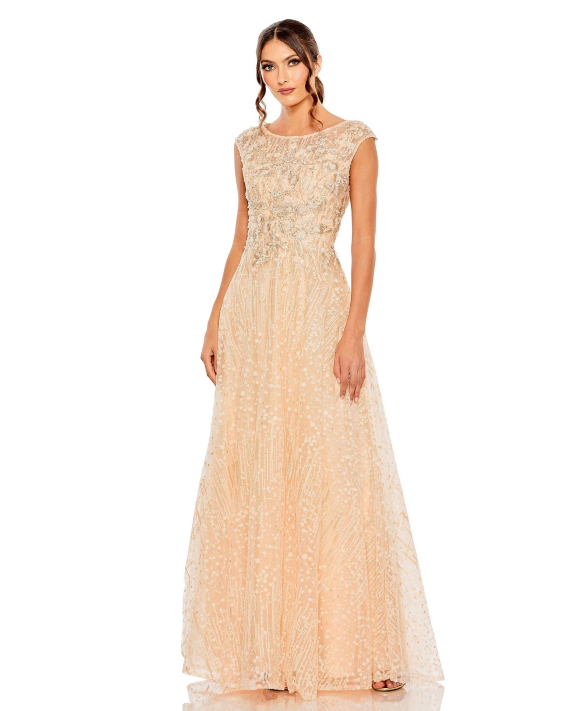 Click here for Mac Duggal Womens High Neck Lace Embroidered Detai... prices