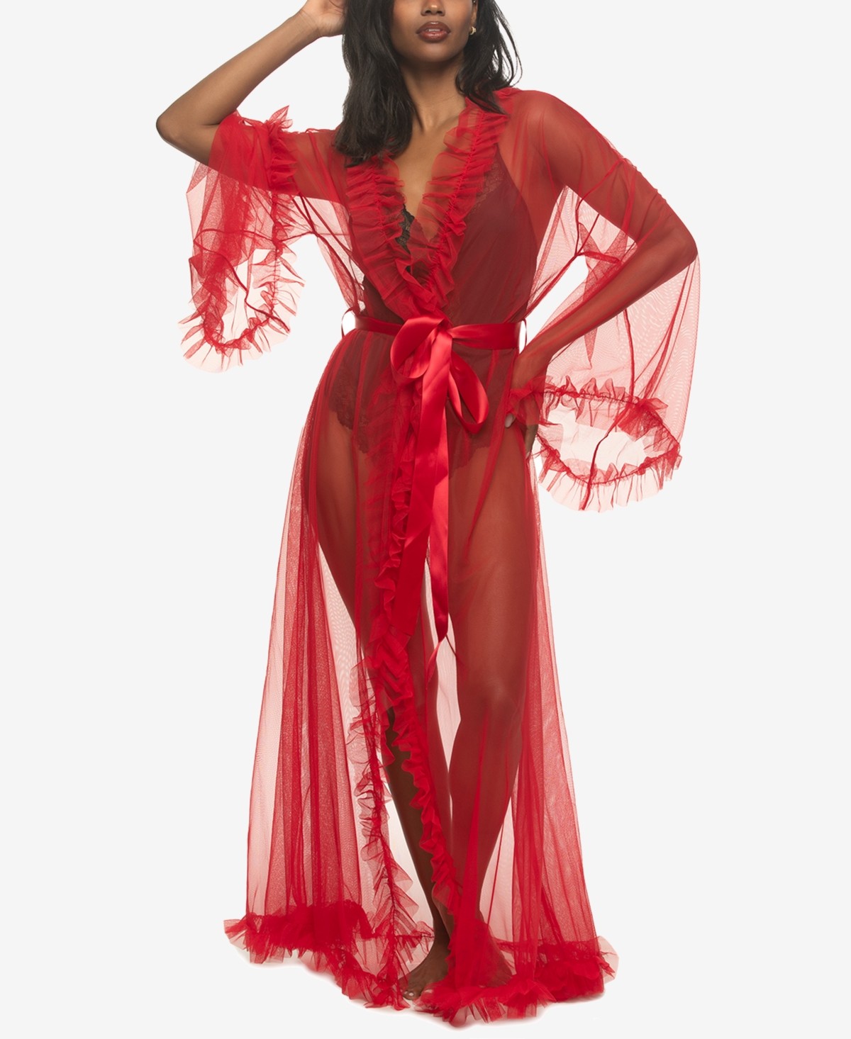 Click here for Jezebel Womens Veil Tulle Ruffle Peignoir - Tango... prices