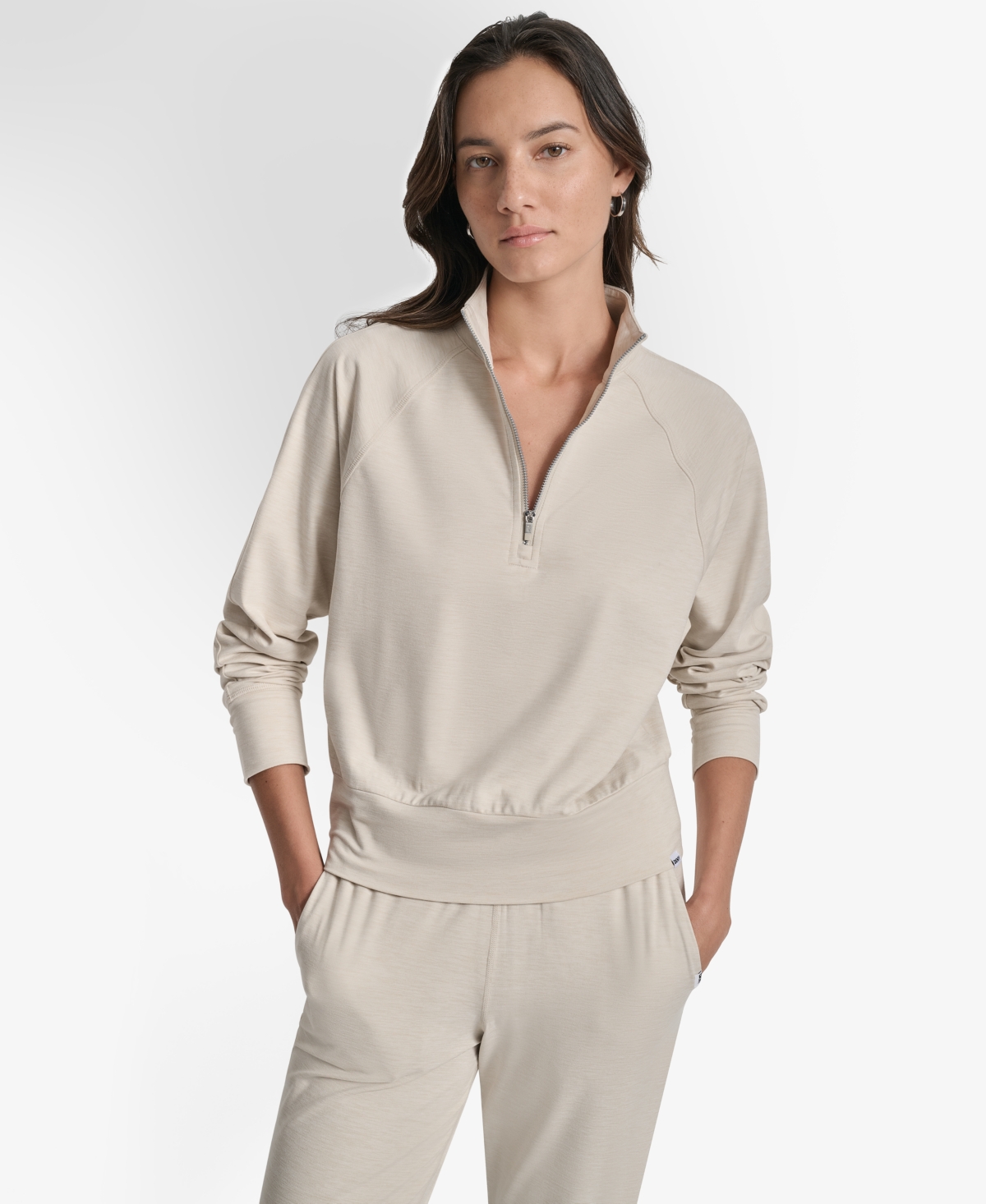 Click here for Dkny Sport Womens Space-Dyed Half-Zip Raglan-Sleev... prices