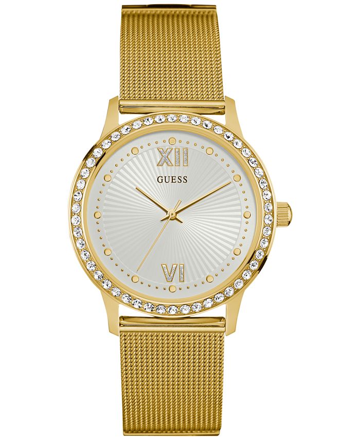 GUESS Women's Gold-Tone Stainless Steel Mesh Bracelet Watch 39mm ...