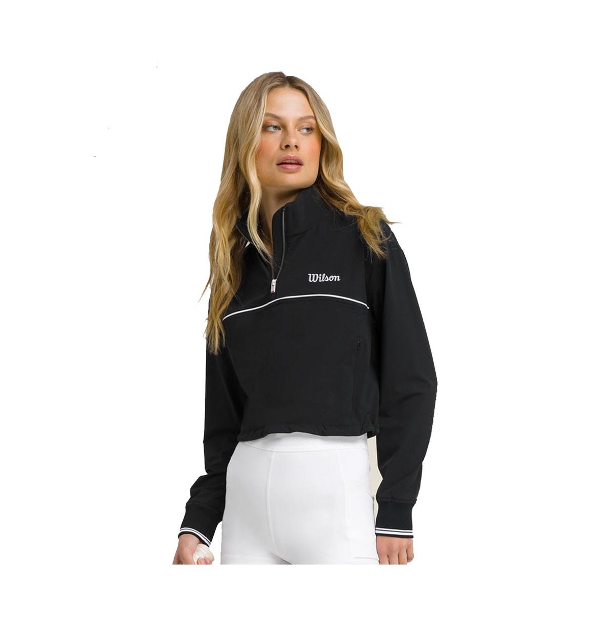 Click here for Wilson Davenport Woven Womens Tennis Popover - Bla... prices