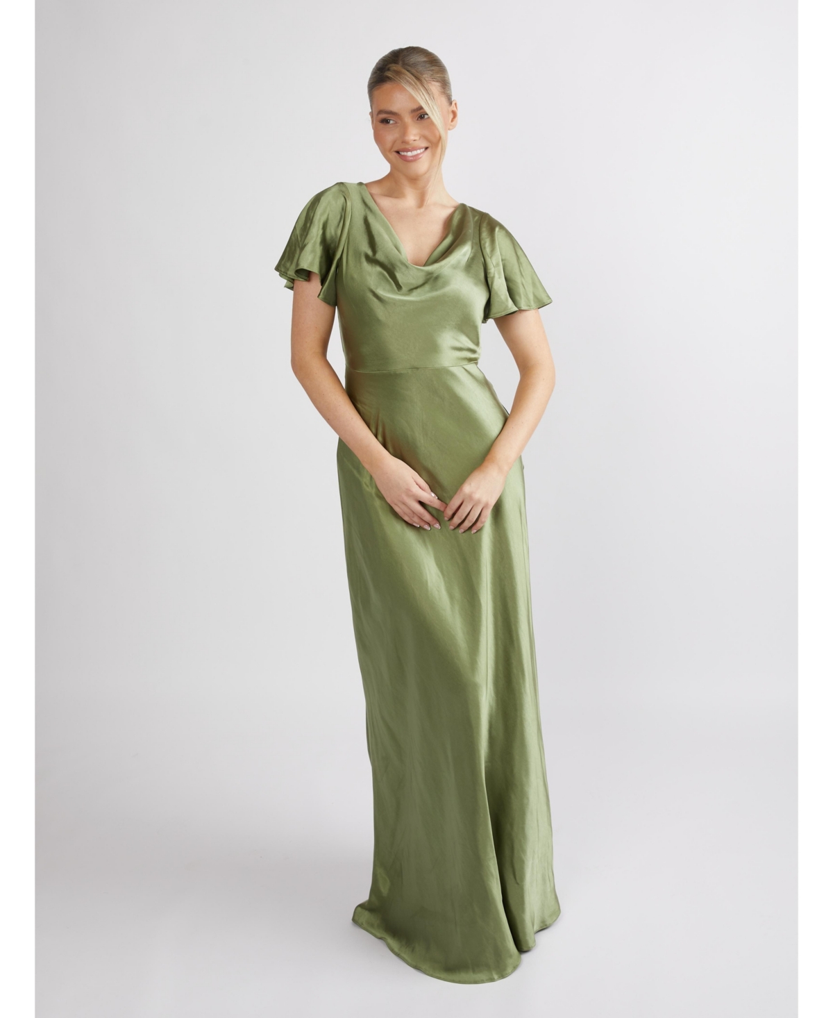 Click here for Six Stories Womens Flutter Sleeve Satin Bridesmaid... prices