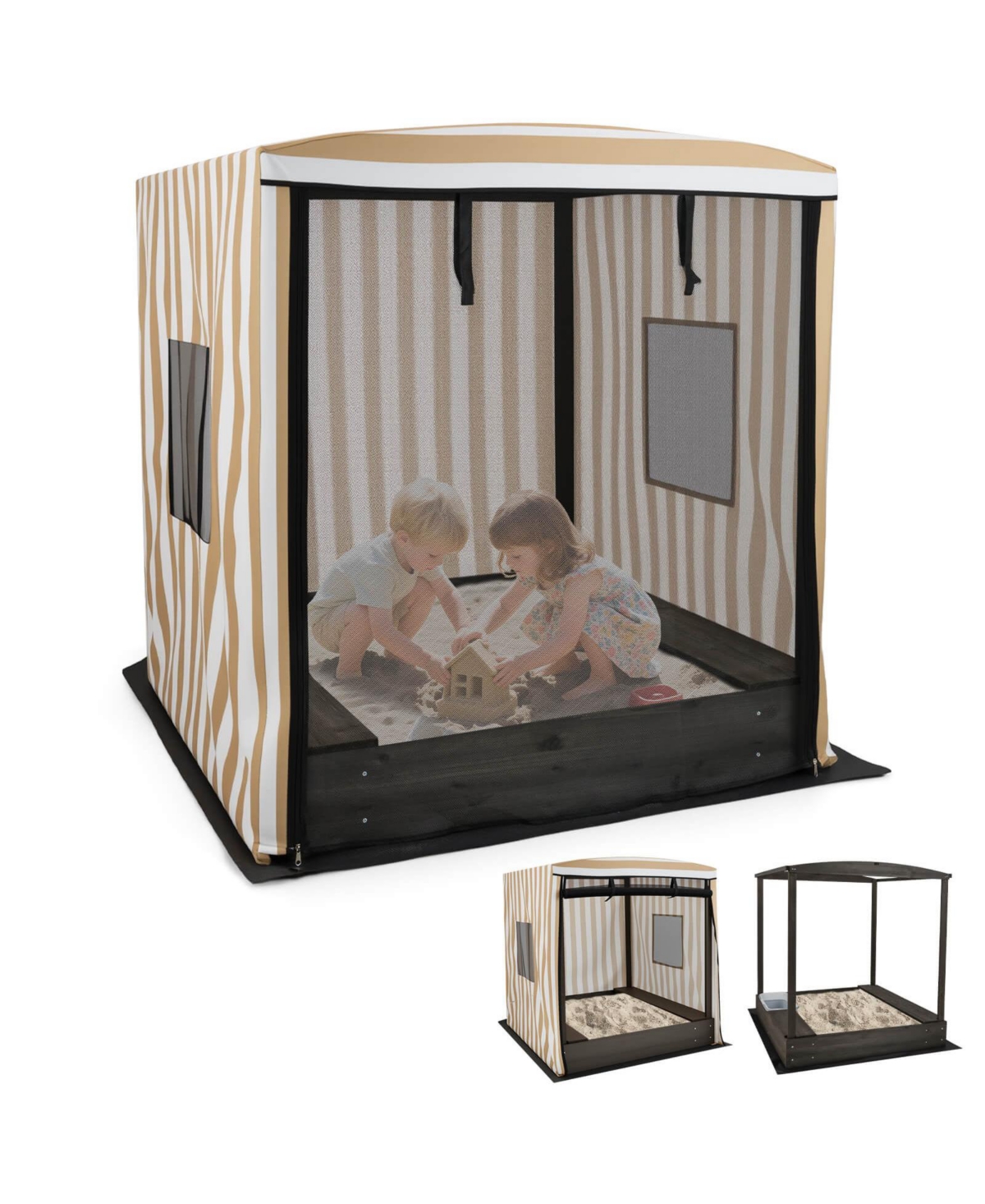 Click here for Kids Wooden Sandbox with Canopy Mesh Door Windows... prices